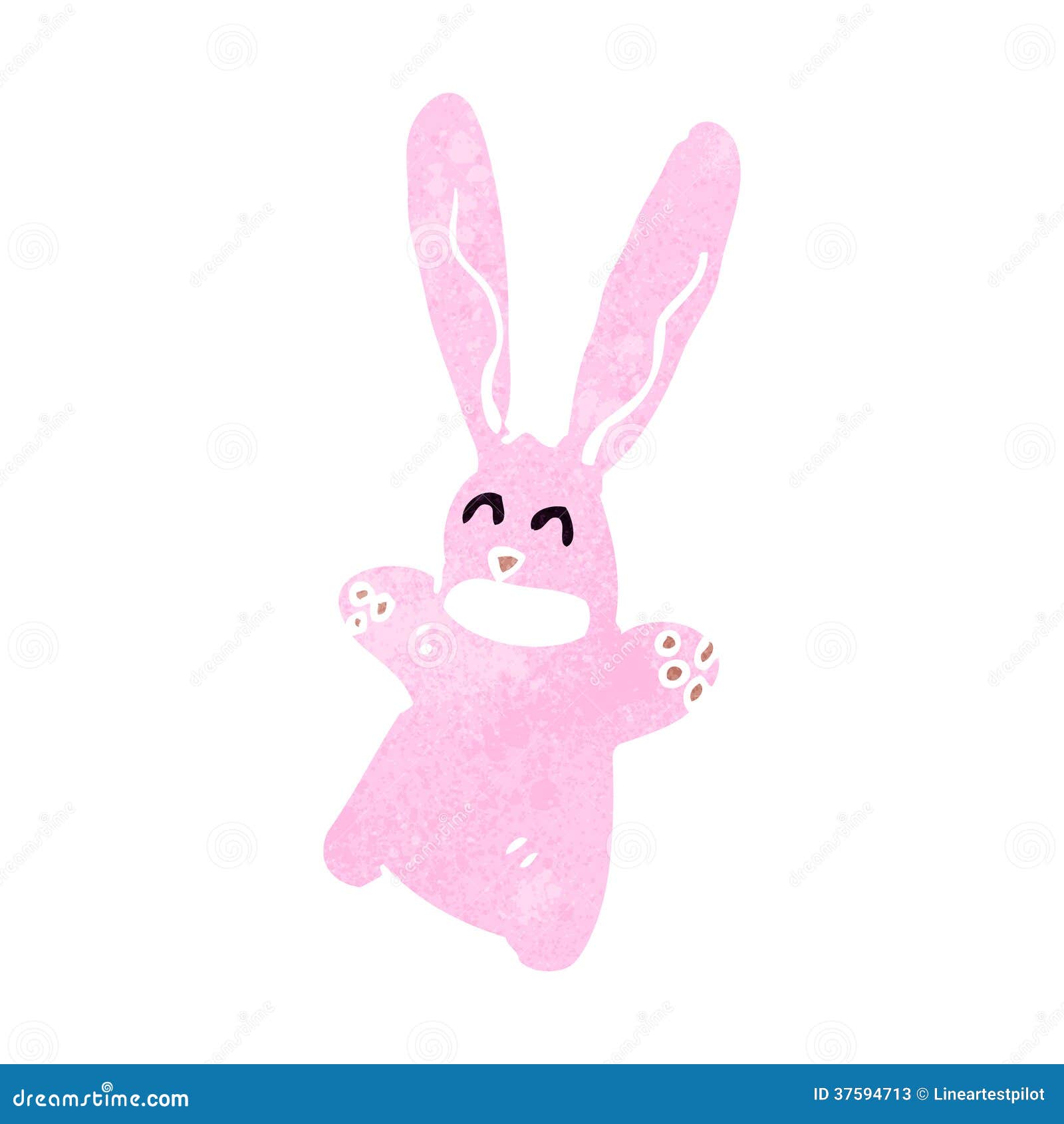 Retro cartoon pink rabbit stock vector. Illustration of bunny - 37594713
