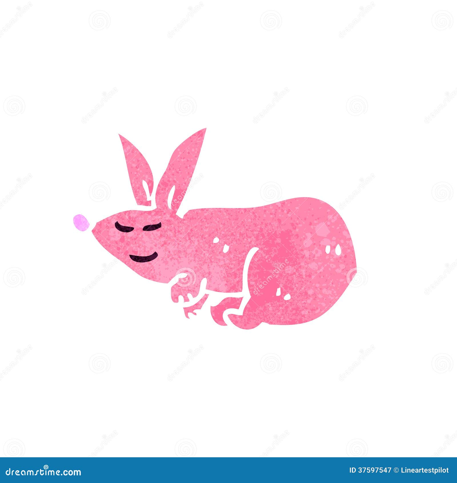 Retro cartoon pink rabbit stock vector. Illustration of cartoon - 37597547