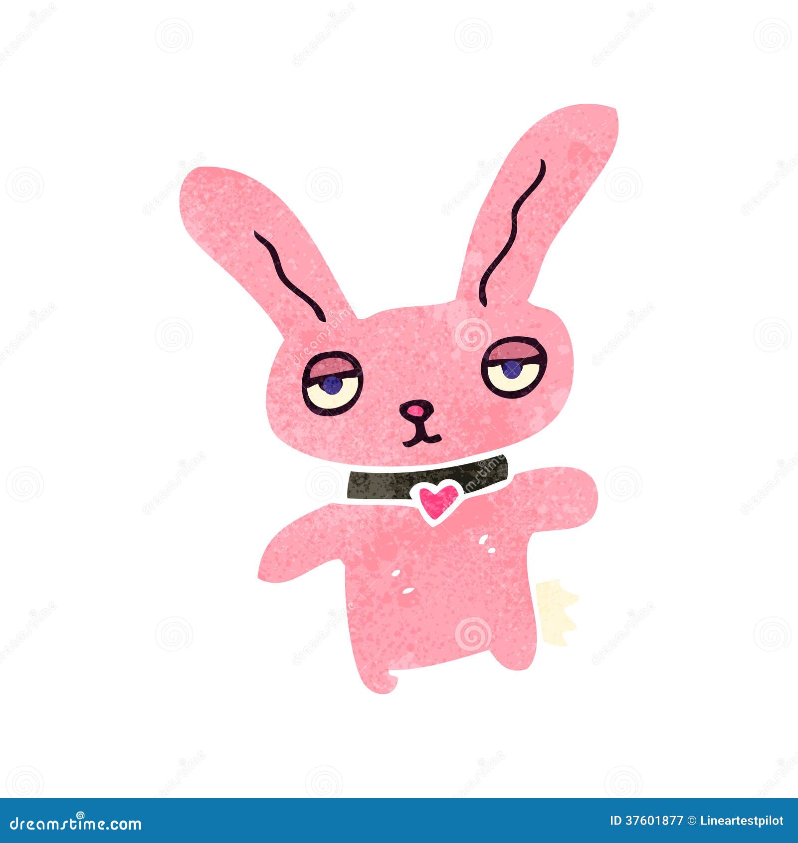 Retro cartoon pink rabbit stock illustration. Illustration of textured ...