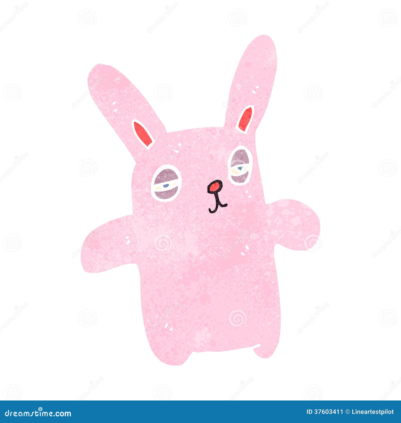 Retro cartoon pink rabbit stock illustration. Illustration of painted ...