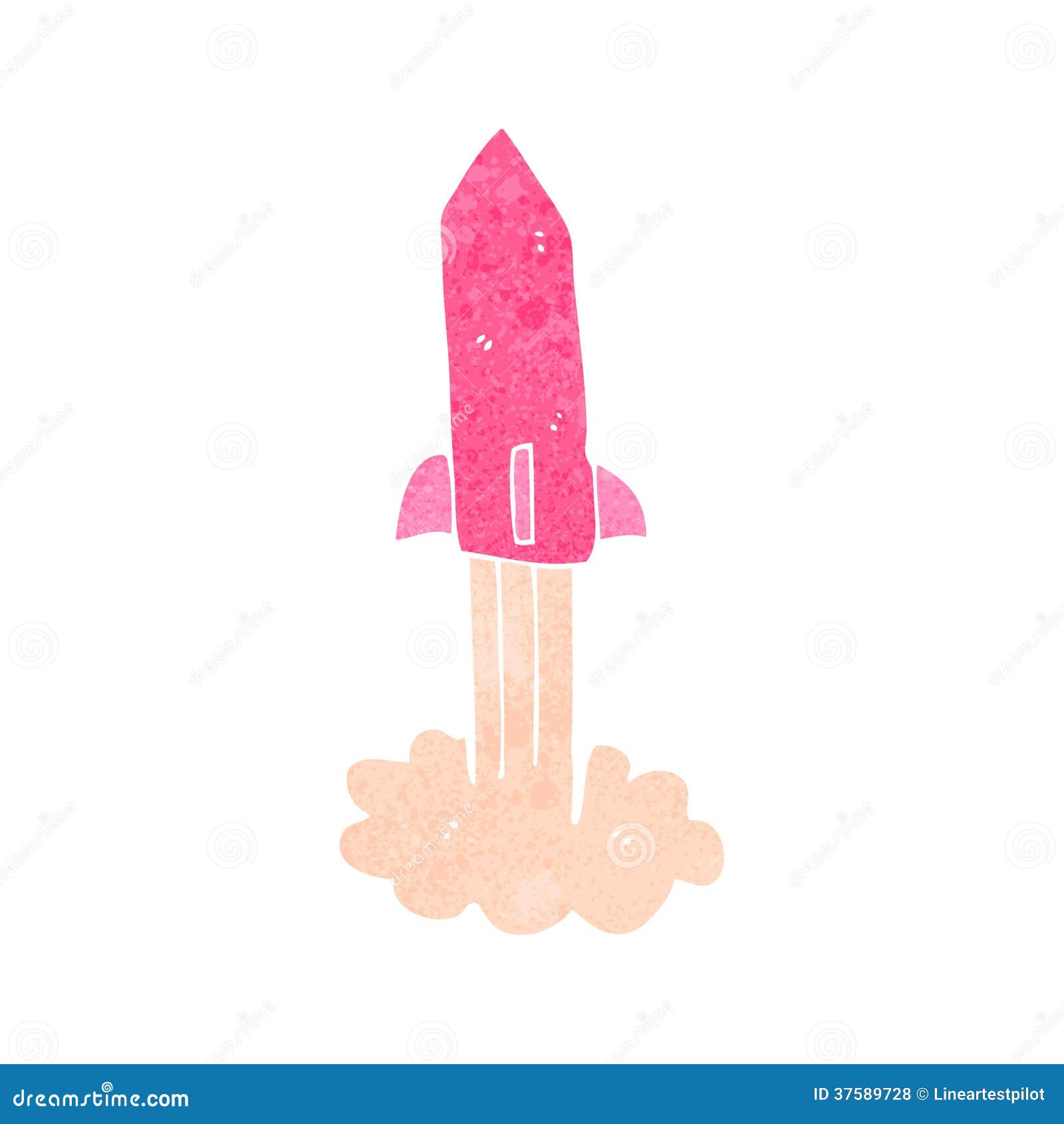 Retro cartoon pink rocket stock illustration. Illustration of painted ...