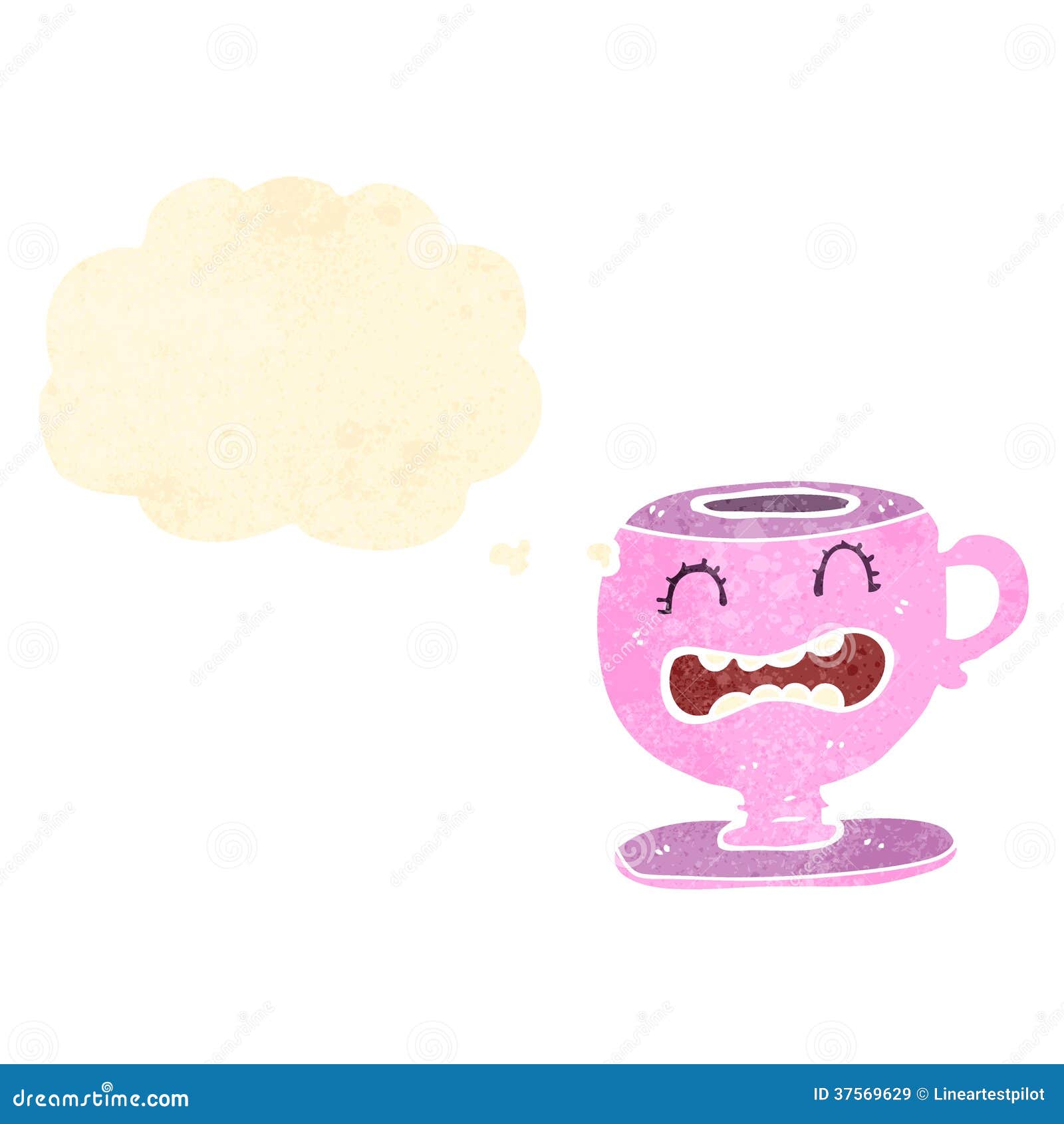 Retro cartoon pink tea cup stock vector. Illustration of thought - 37569629