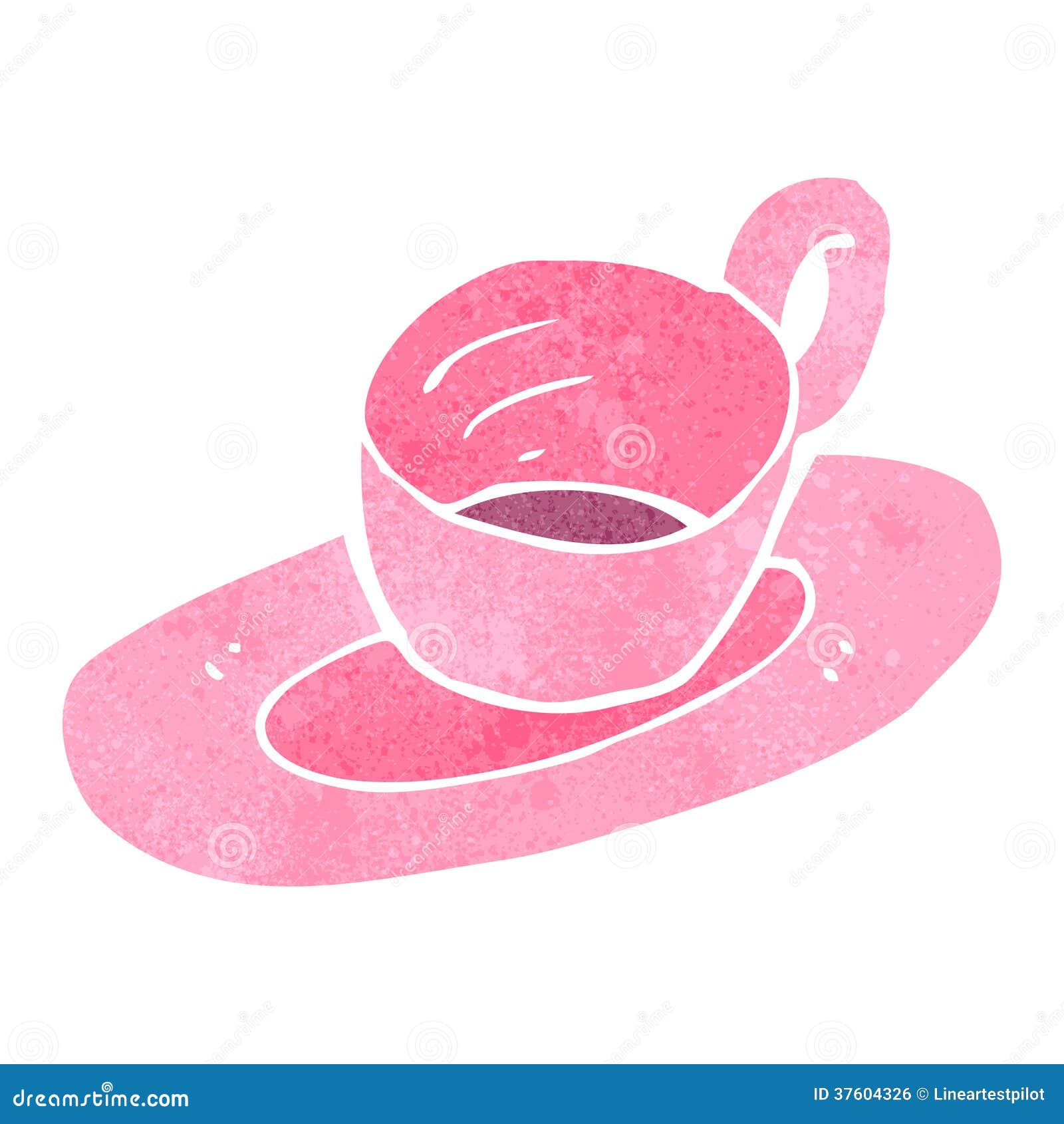 Retro cartoon pink tea cup stock illustration. Illustration of grunge ...