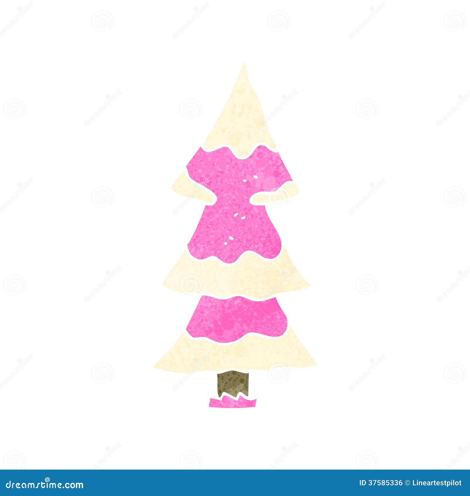 Retro Cartoon Pink Xmas Tree Stock Vector - Illustration of pink ...