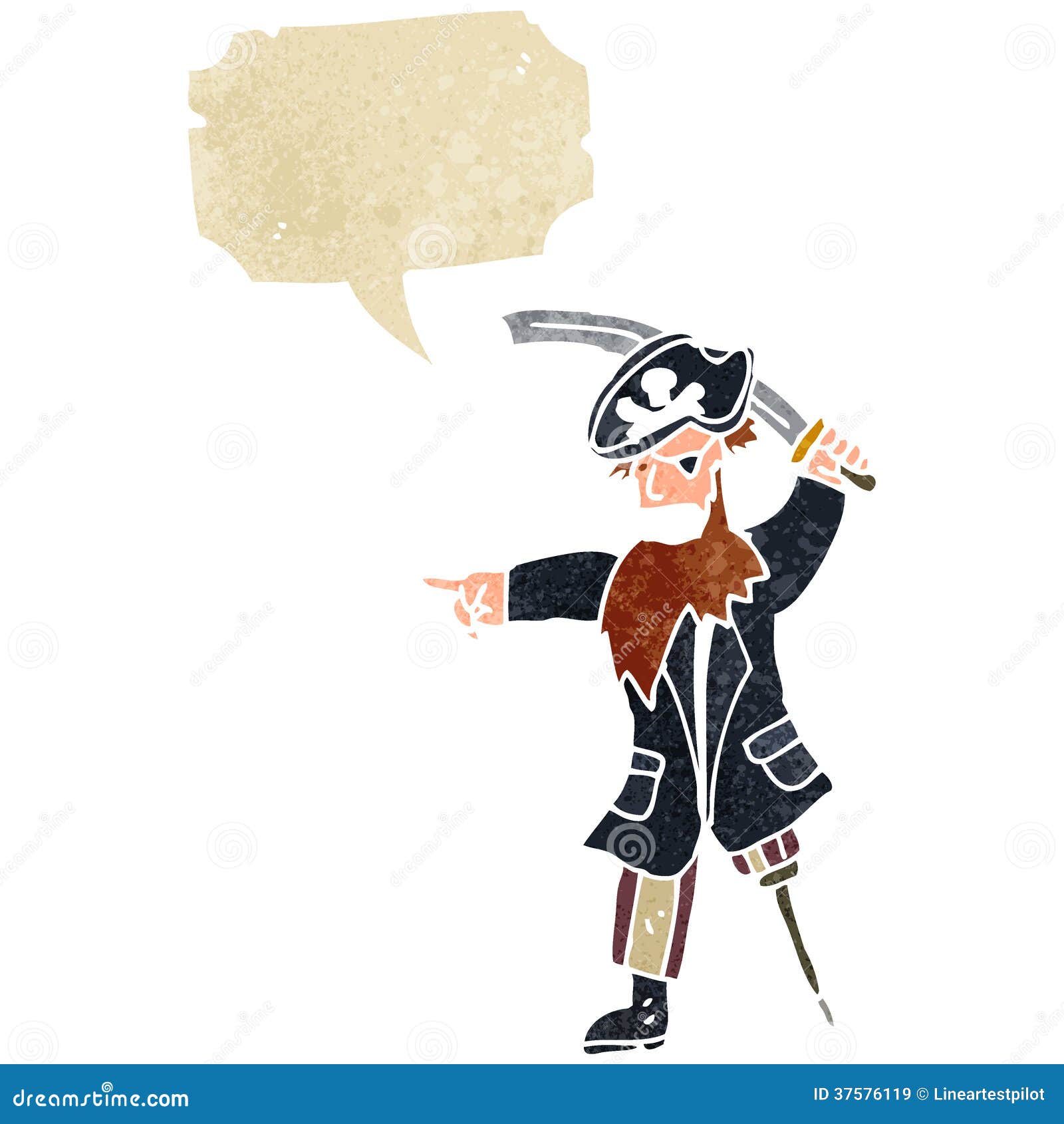 Retro Cartoon Pirate Captain Shouting Orders Stock Vector ...