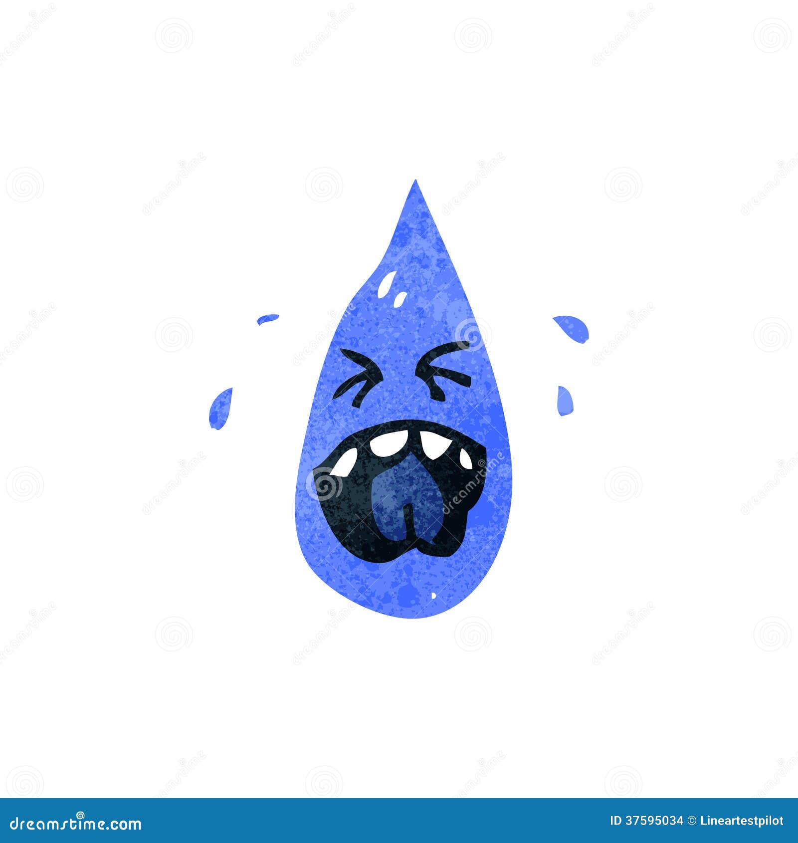 Retro cartoon raindrop stock vector. Illustration of hand - 37595034