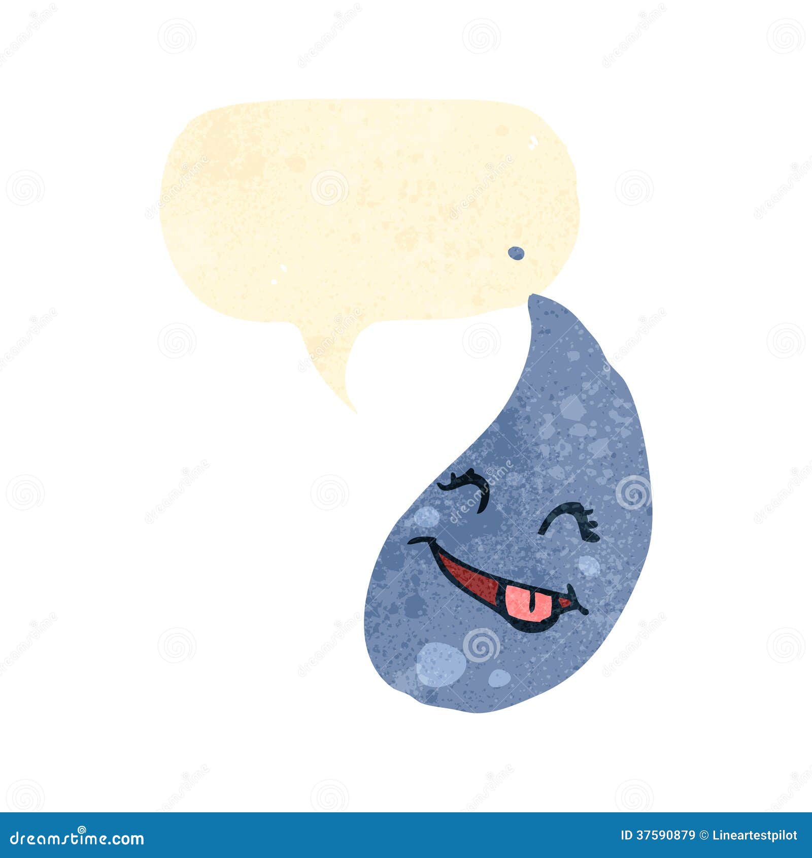 Retro Cartoon Raindrop with Happy Face Stock Vector - Illustration of ...