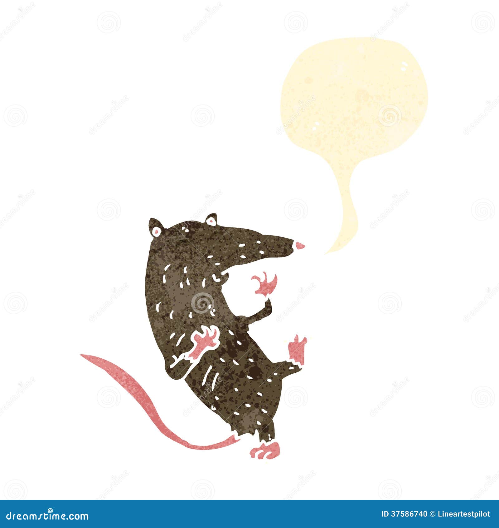 Retro Cartoon Rat with Speech Bubble Stock Vector - Illustration of ...