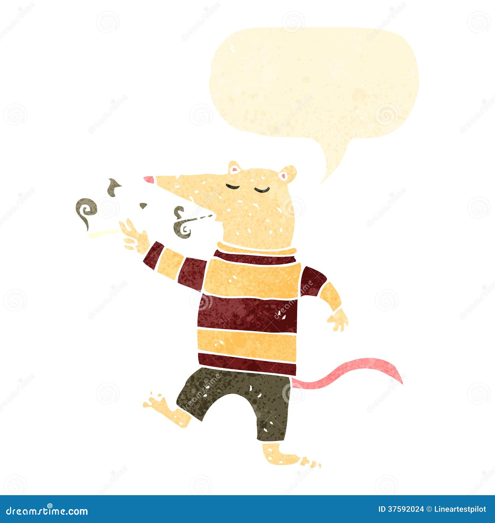 Retro Cartoon Rat with Speech Bubble Stock Vector - Illustration of ...
