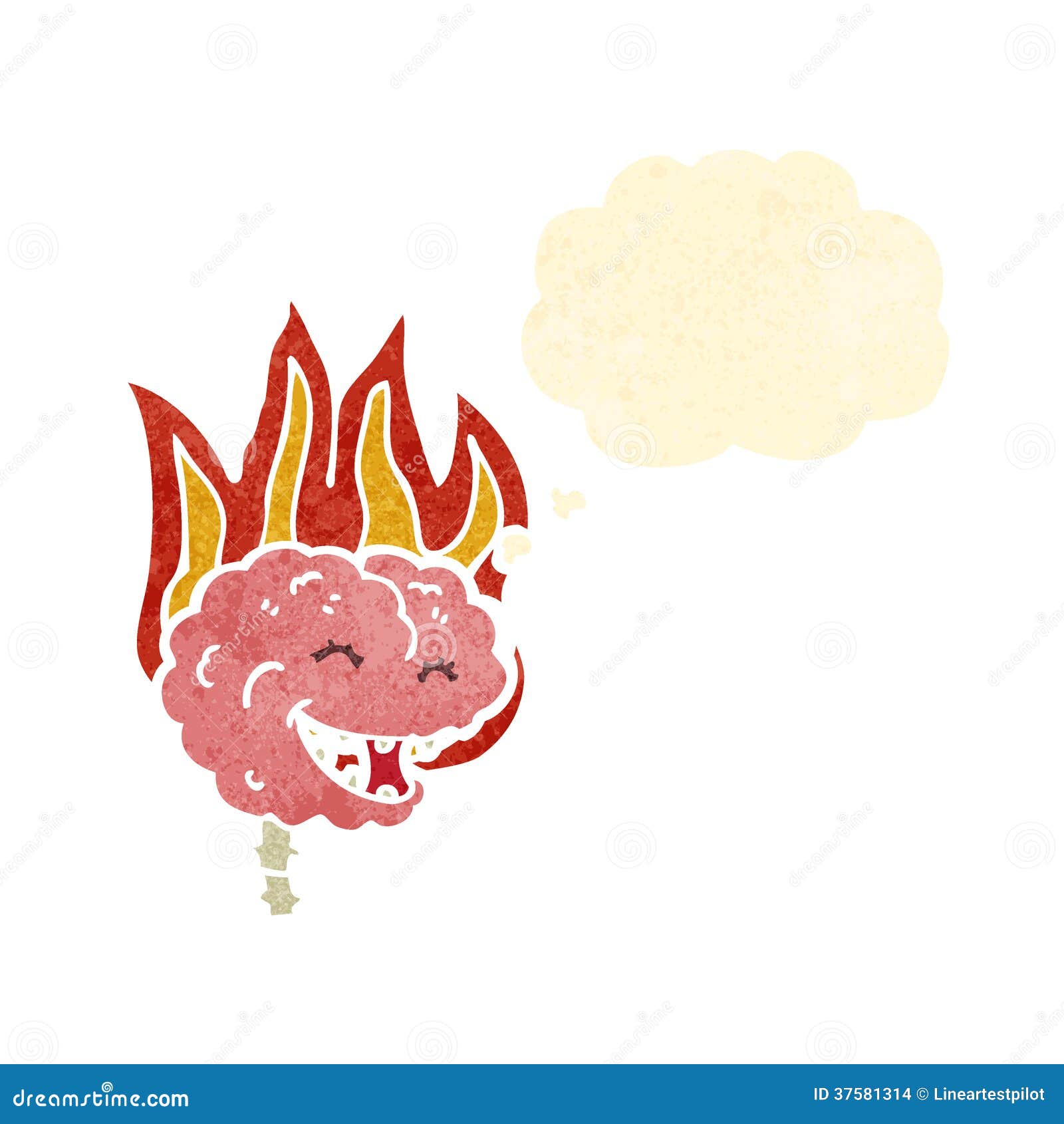 Retro Cartoon Red Hot Brain Stock Vector - Illustration of thought ...