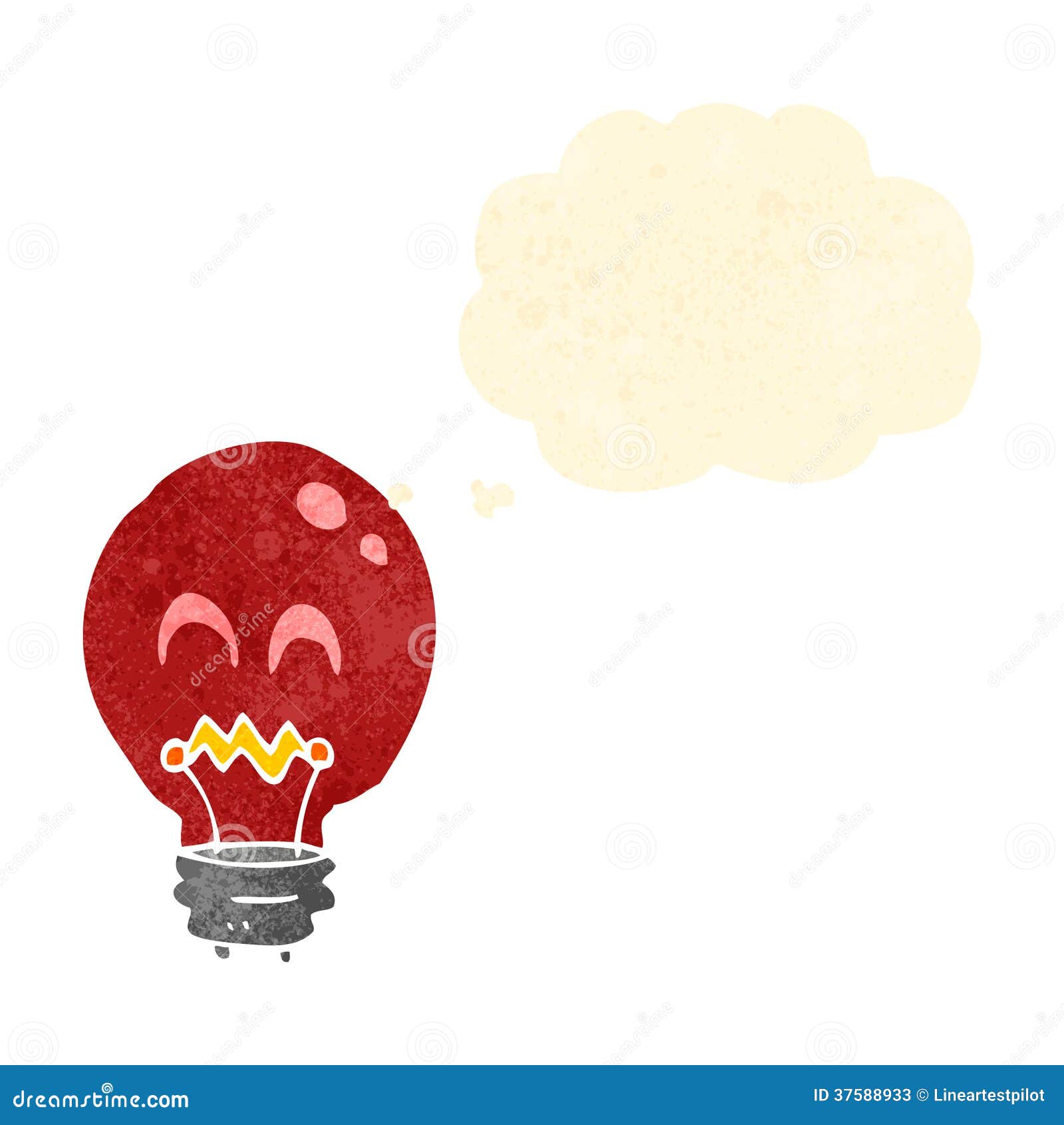 Retro Cartoon Red Light Bulb Symbol Stock Illustration - Illustration ...