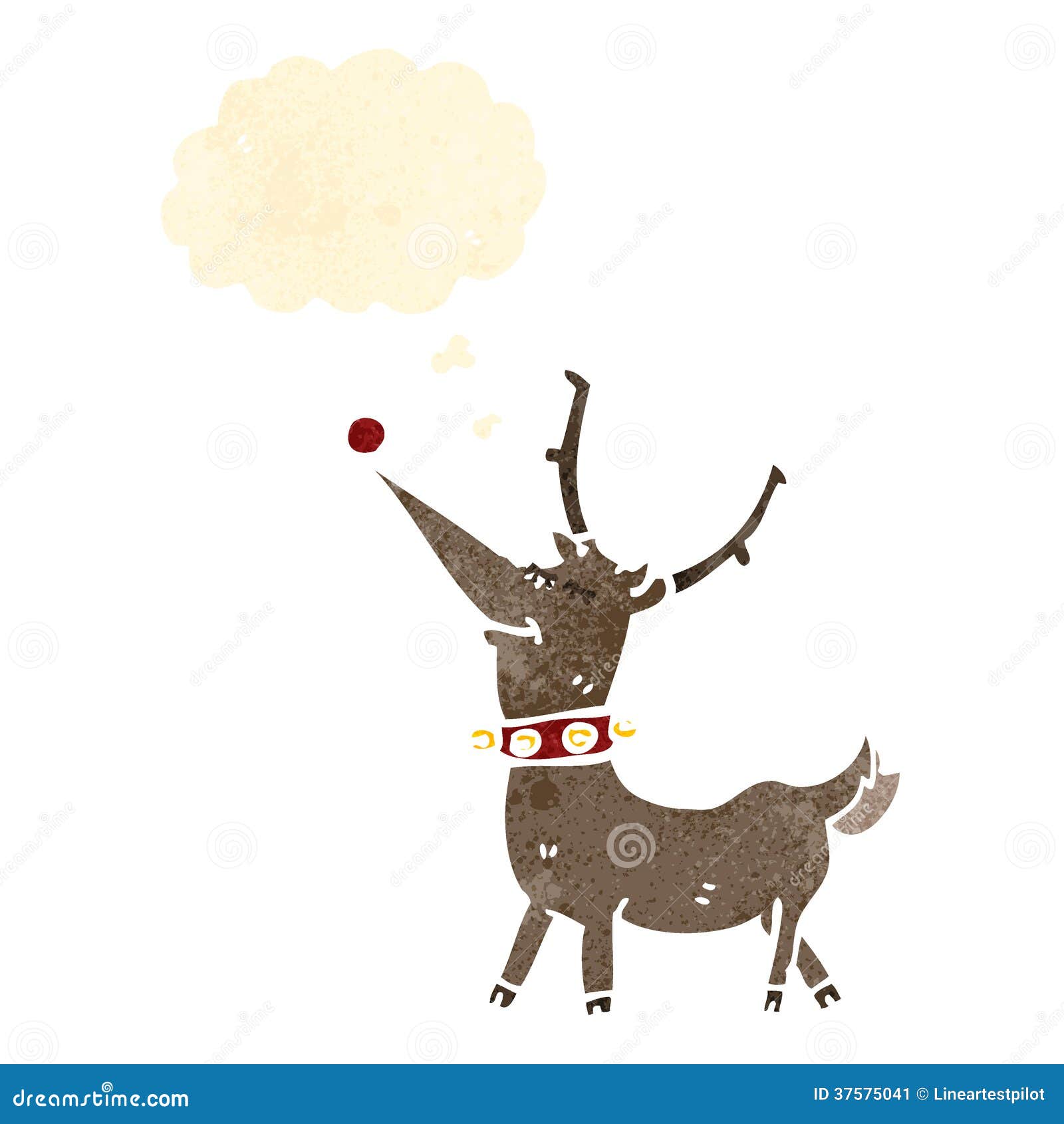Retro Cartoon Reindeer with Thought Cloud Stock Vector - Illustration ...