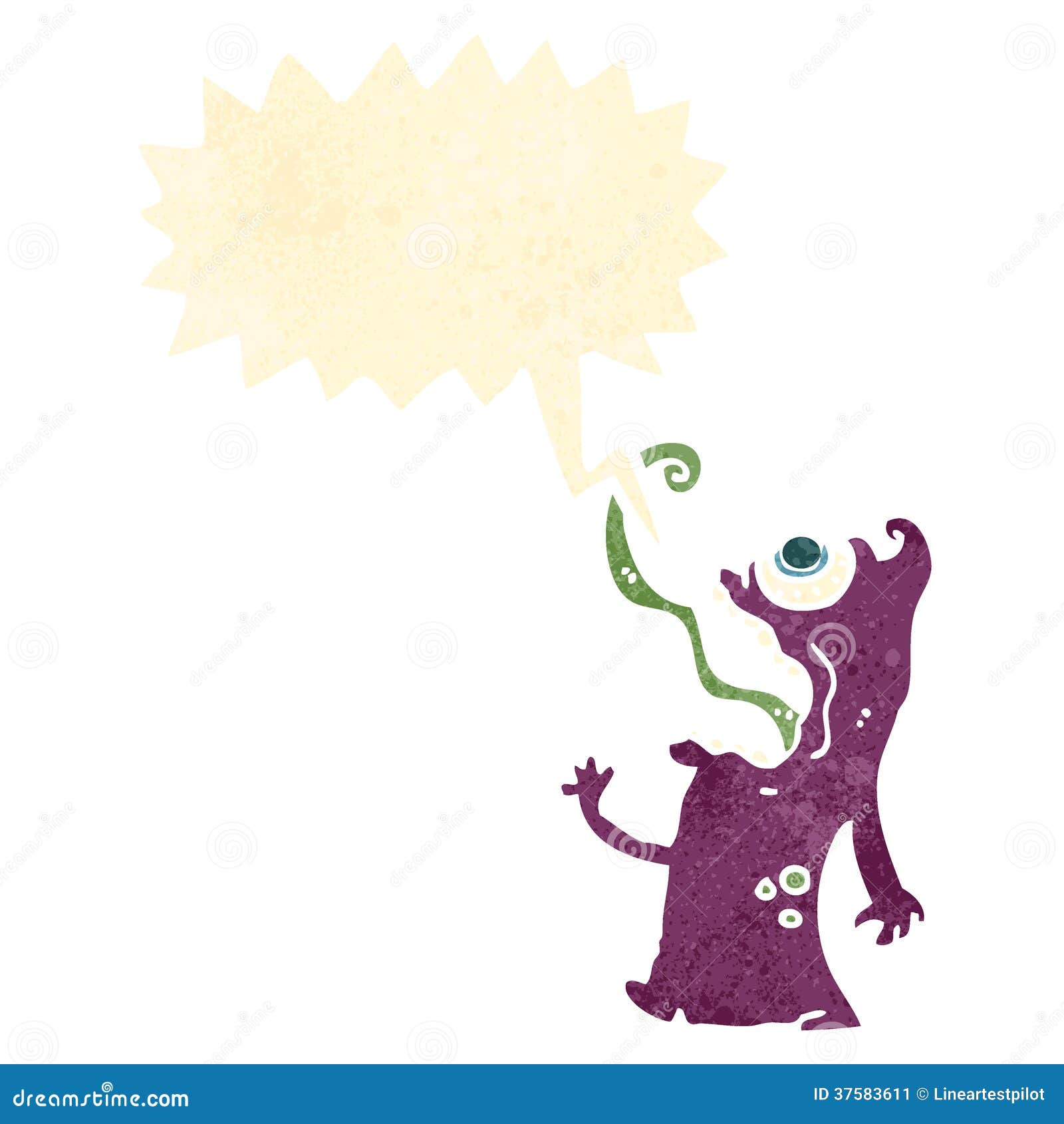 Retro Cartoon Roaring Monster Stock Vector - Illustration of watercolor ...