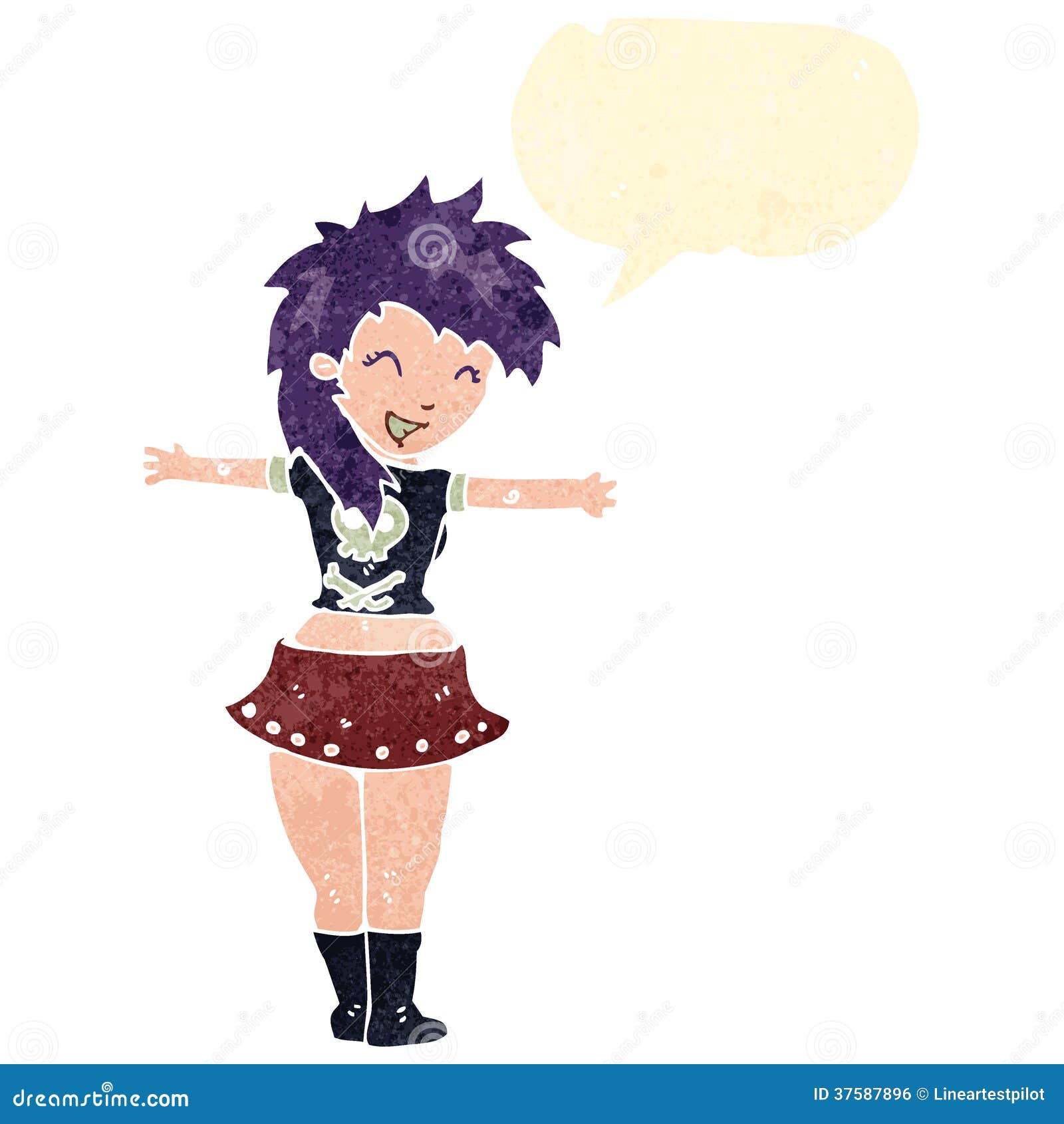 Retro cartoon rock girl stock vector. Illustration of funny - 37587896