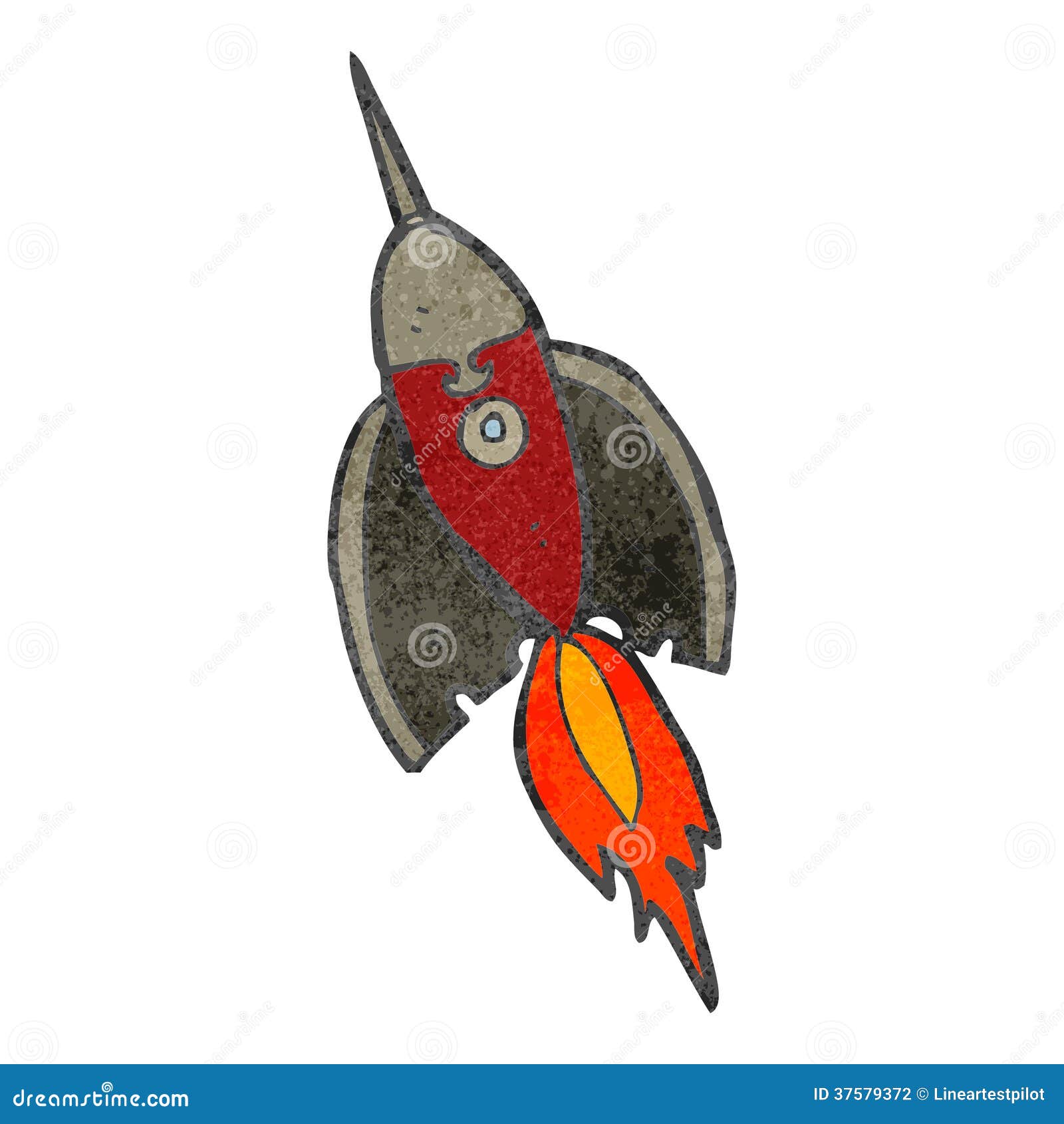 Retro cartoon rocket stock vector. Illustration of missile - 37579372