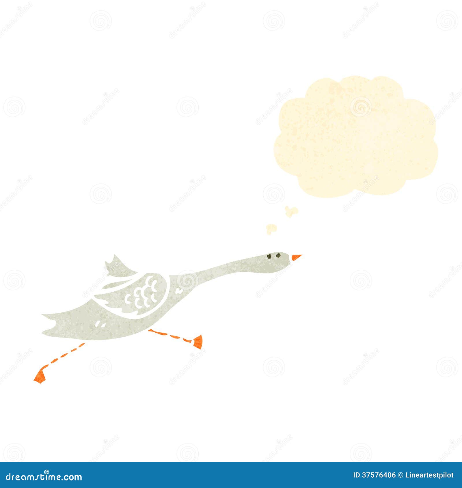 Retro Cartoon Running Goose with Thought Bubble Stock Vector ...