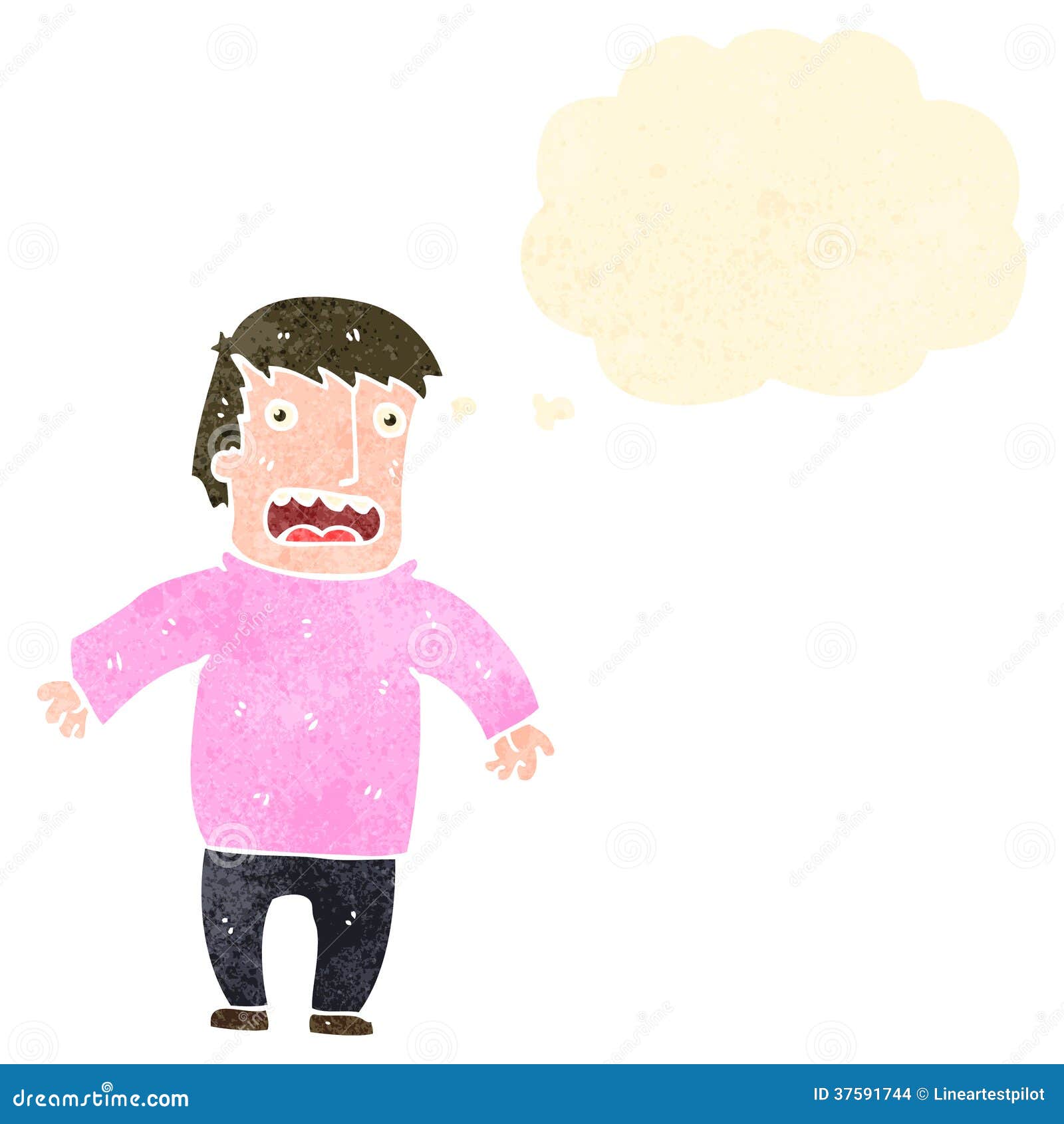 Retro cartoon scared man stock vector. Illustration of watercolor ...