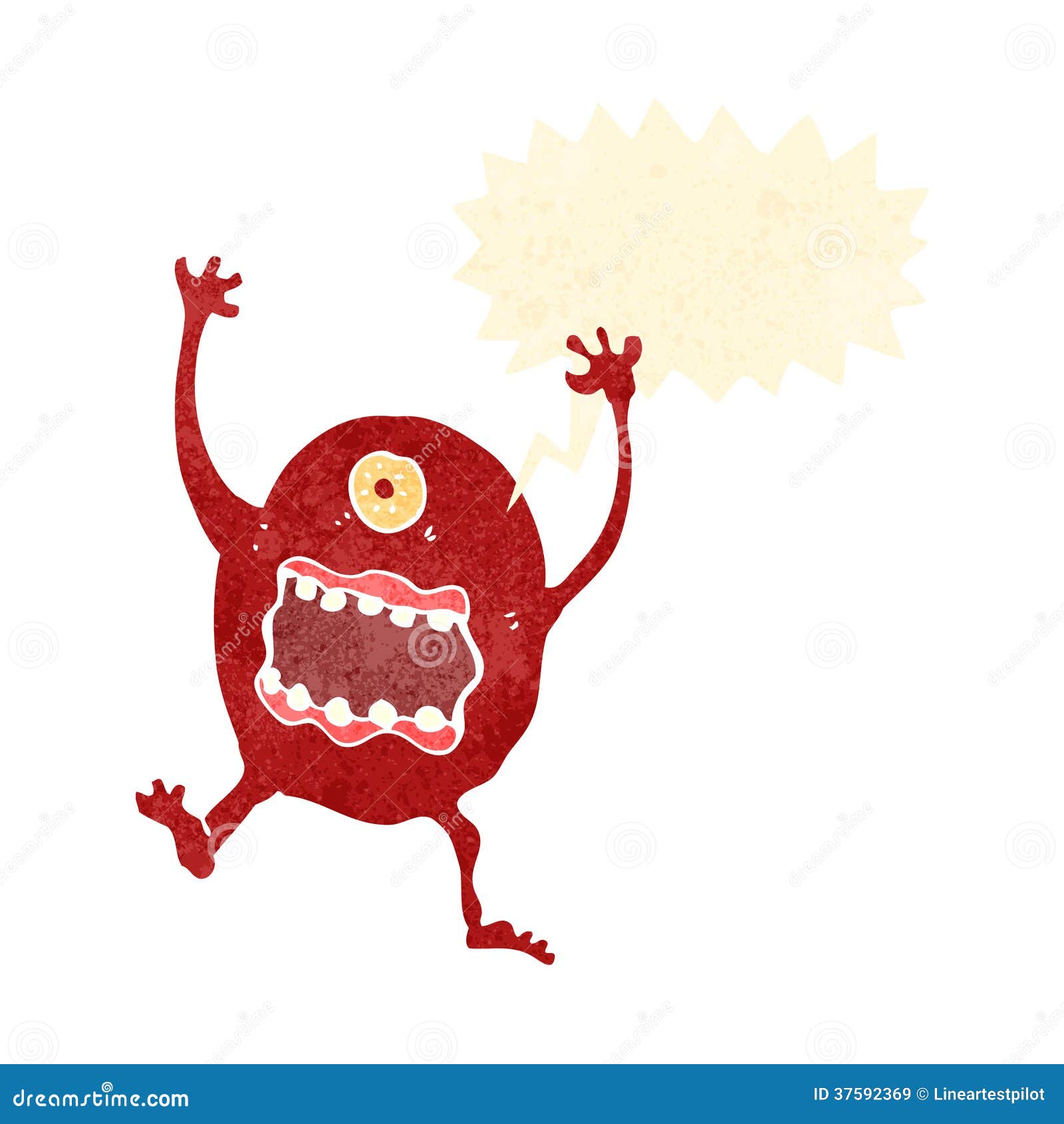 Retro Cartoon Screaming Monster Stock Vector - Illustration of ...