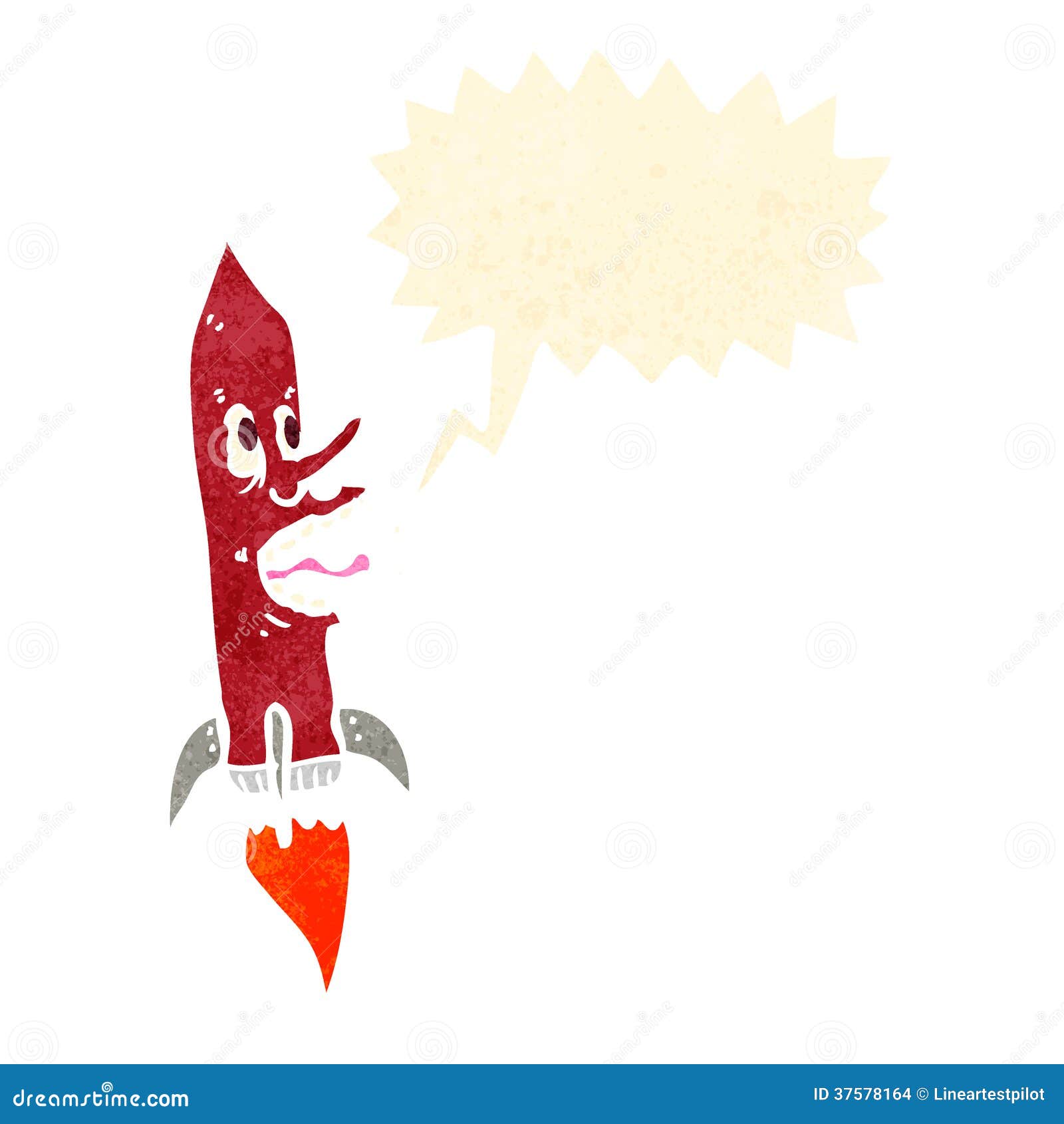 Retro Cartoon Screaming Rocket Stock Vector - Illustration of rocket ...