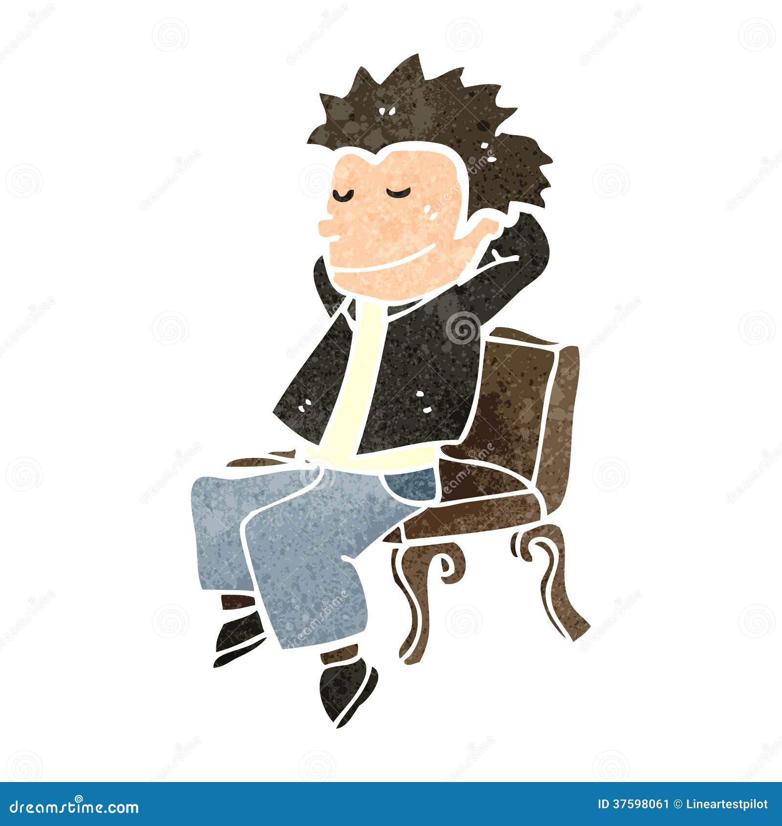 Retro cartoon sitting man stock vector. Illustration of male - 37598061