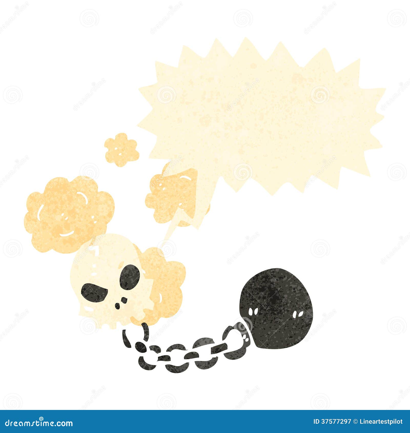 Retro Cartoon Skull Ball and Chain Stock Vector - Illustration of chain ...