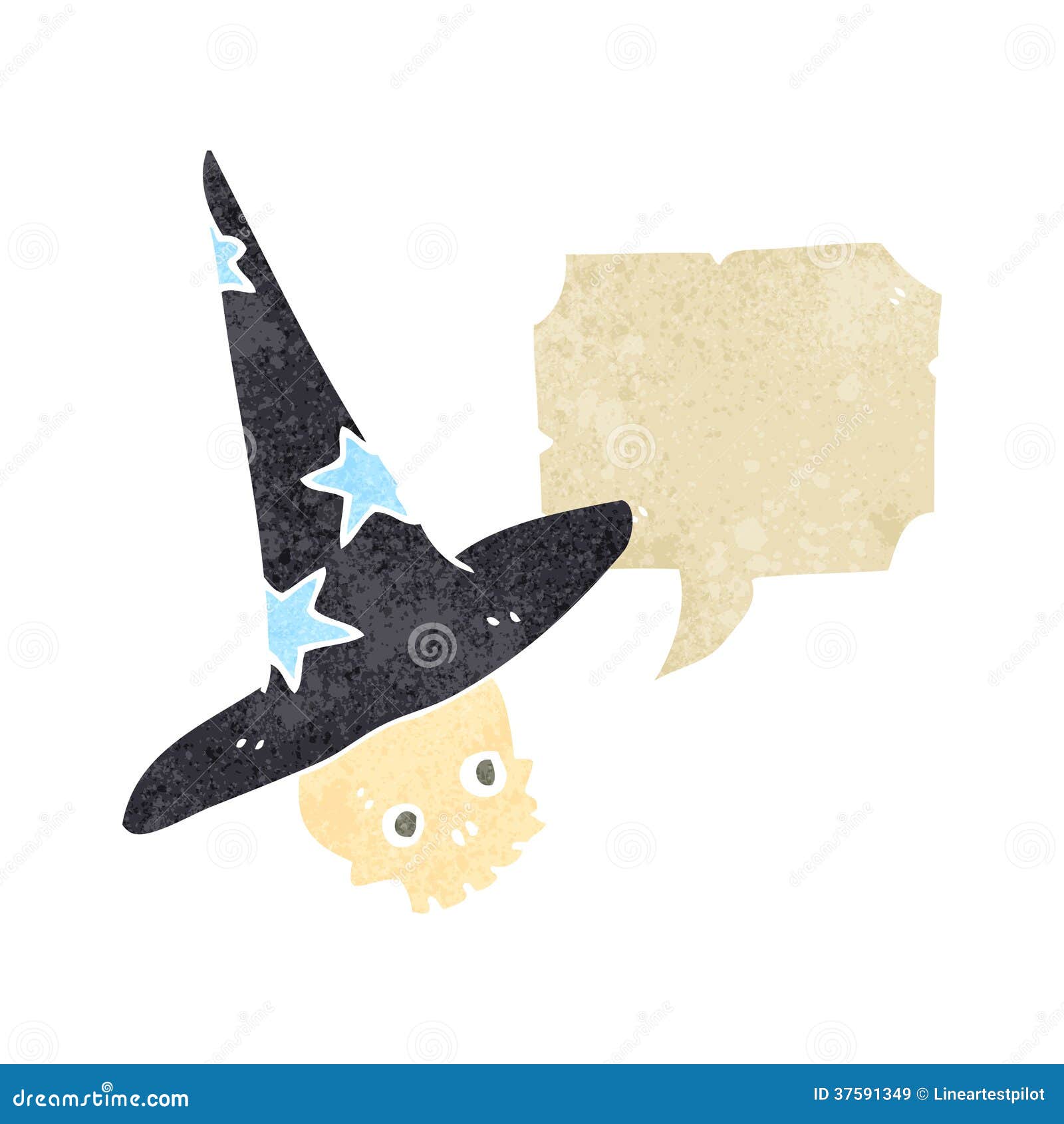 Retro Cartoon Skull in Wizard Hat Stock Vector - Illustration of funny ...