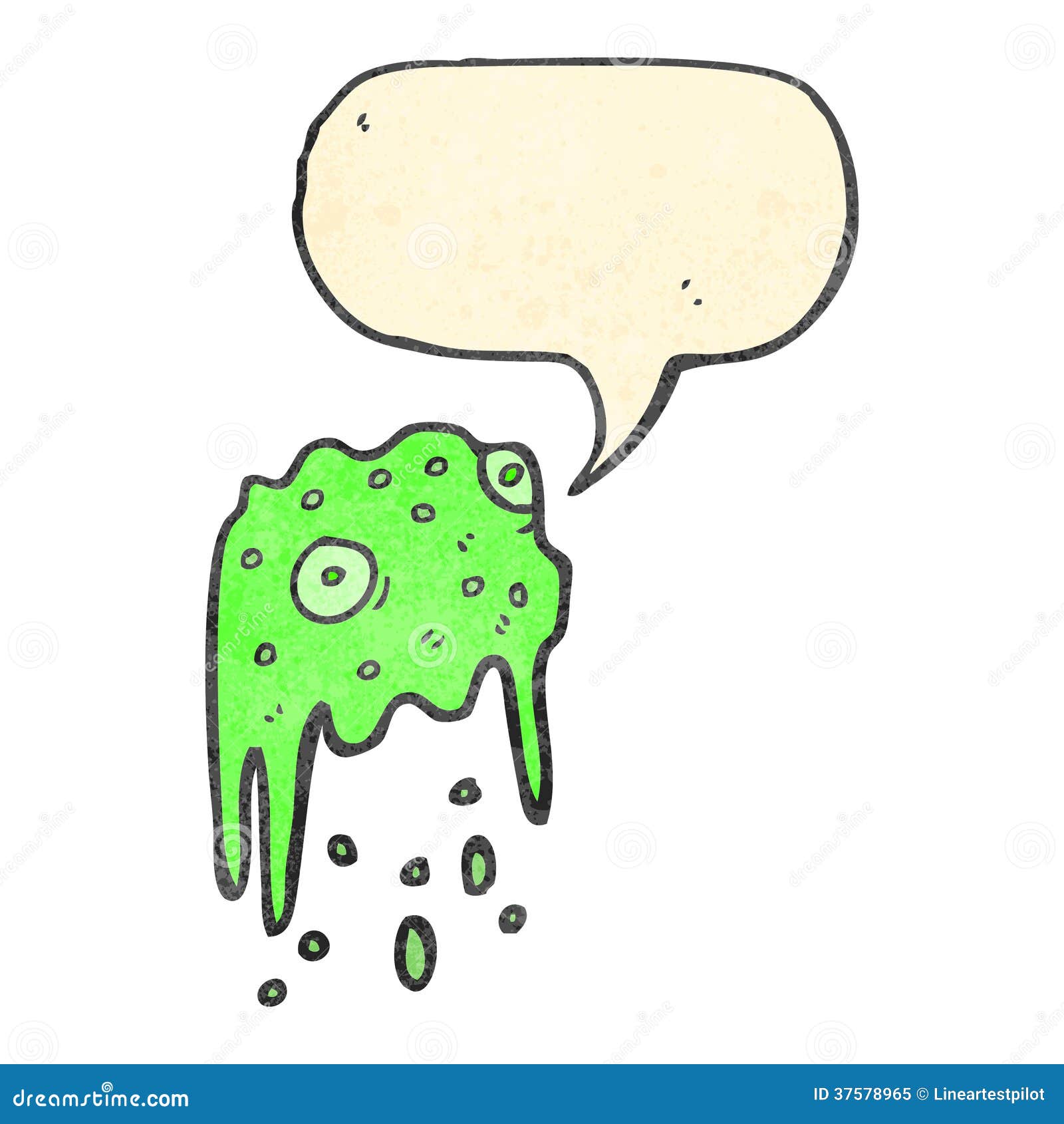 Retro Cartoon Slime Monster with Speech Bubble Stock Vector ...