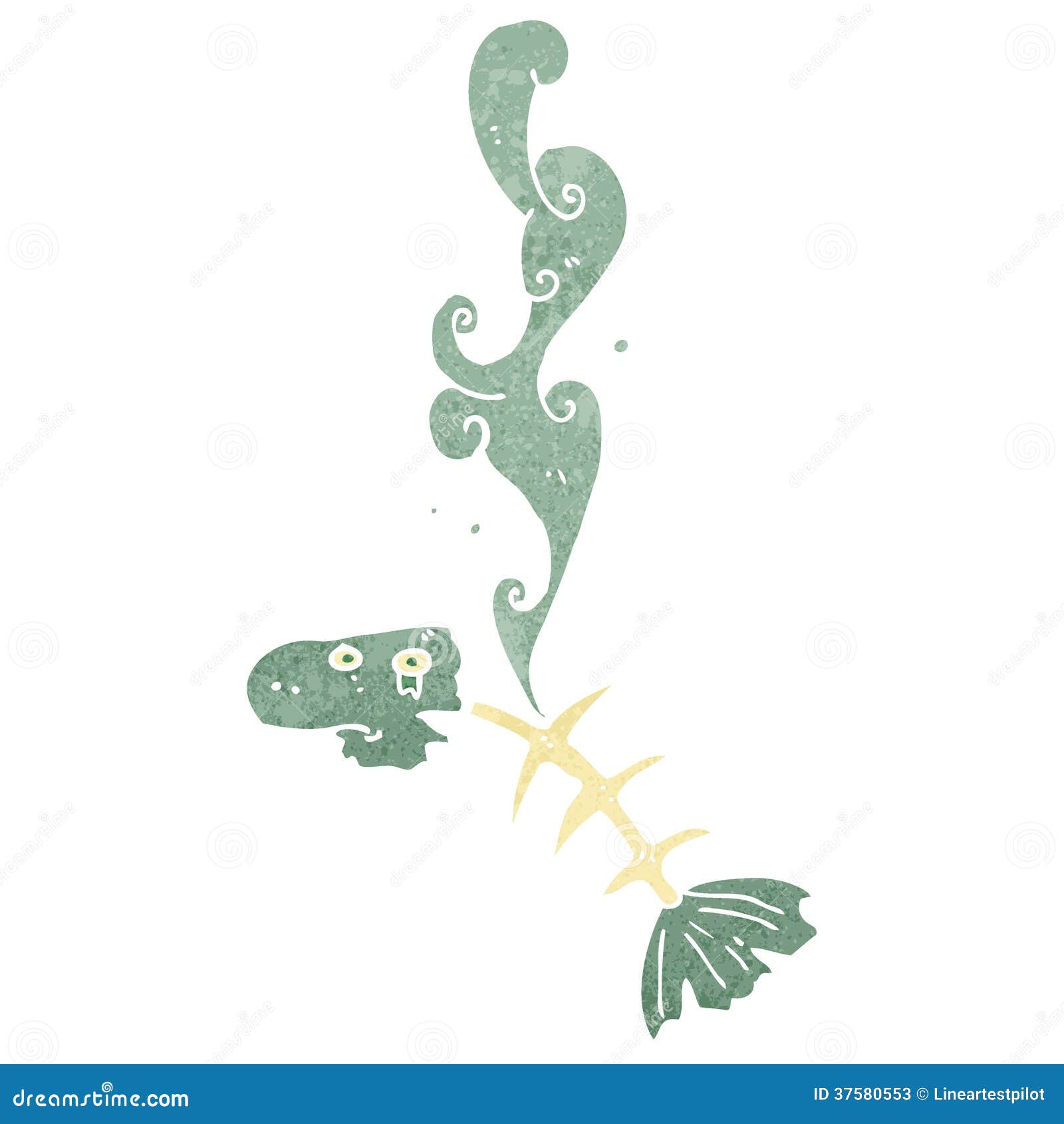Retro Cartoon Smelly Old Fish Bones Stock Vector - Illustration of ...