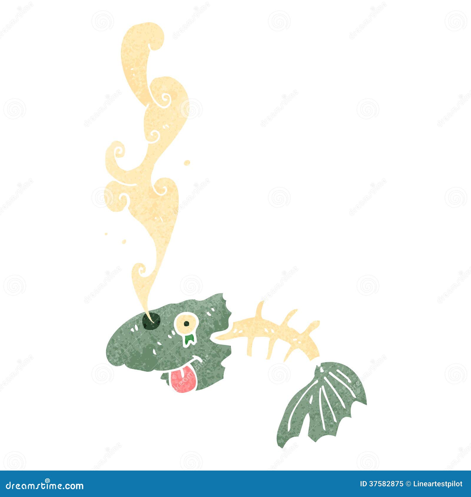 Retro Cartoon Smelly Old Fish Bones Stock Vector - Illustration of ...