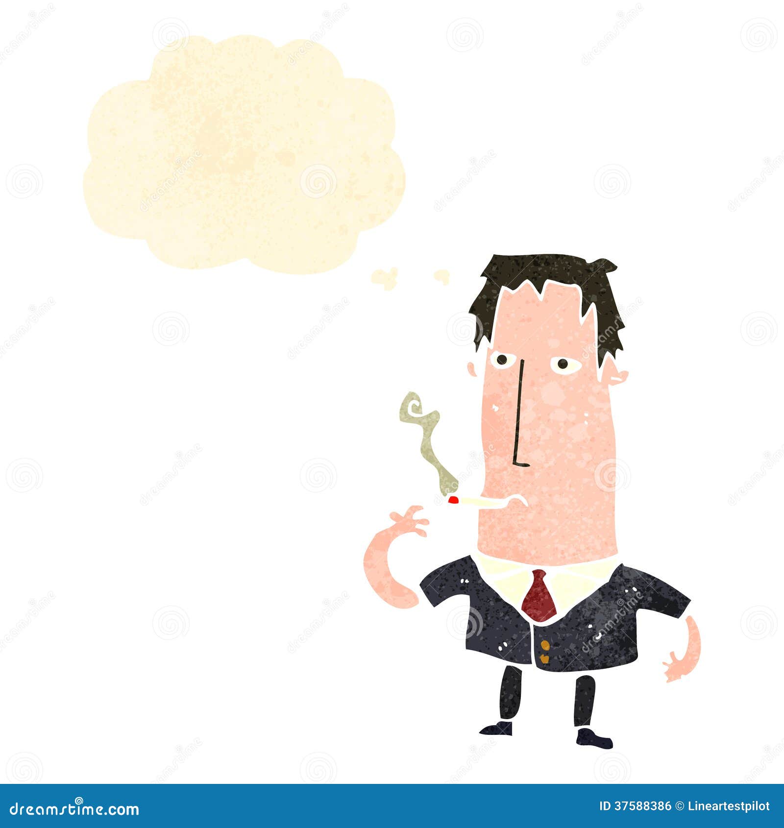 Retro cartoon smoking man stock illustration. Illustration of textured ...