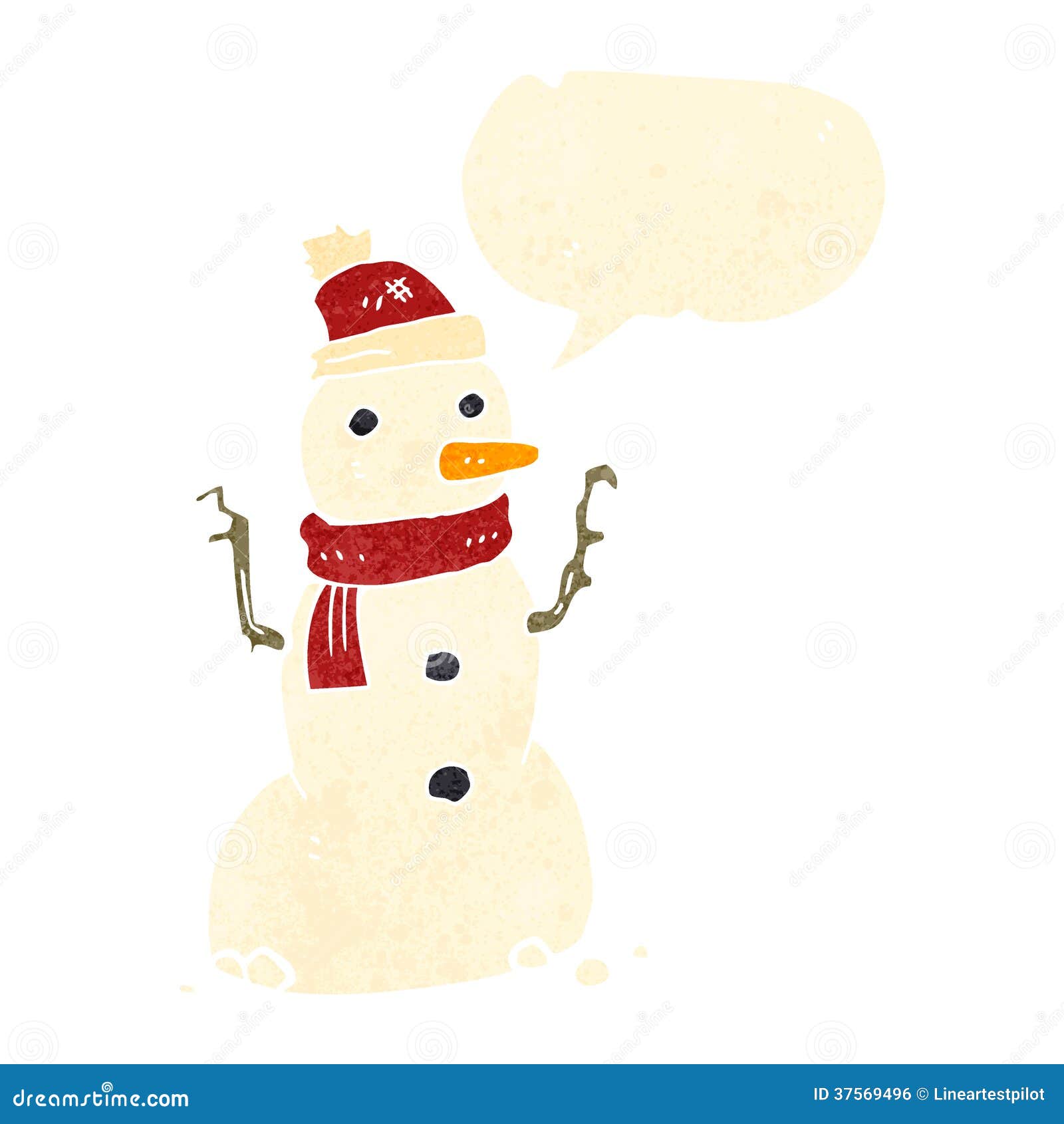 Retro cartoon snowman stock vector. Illustration of cartoon - 37569496