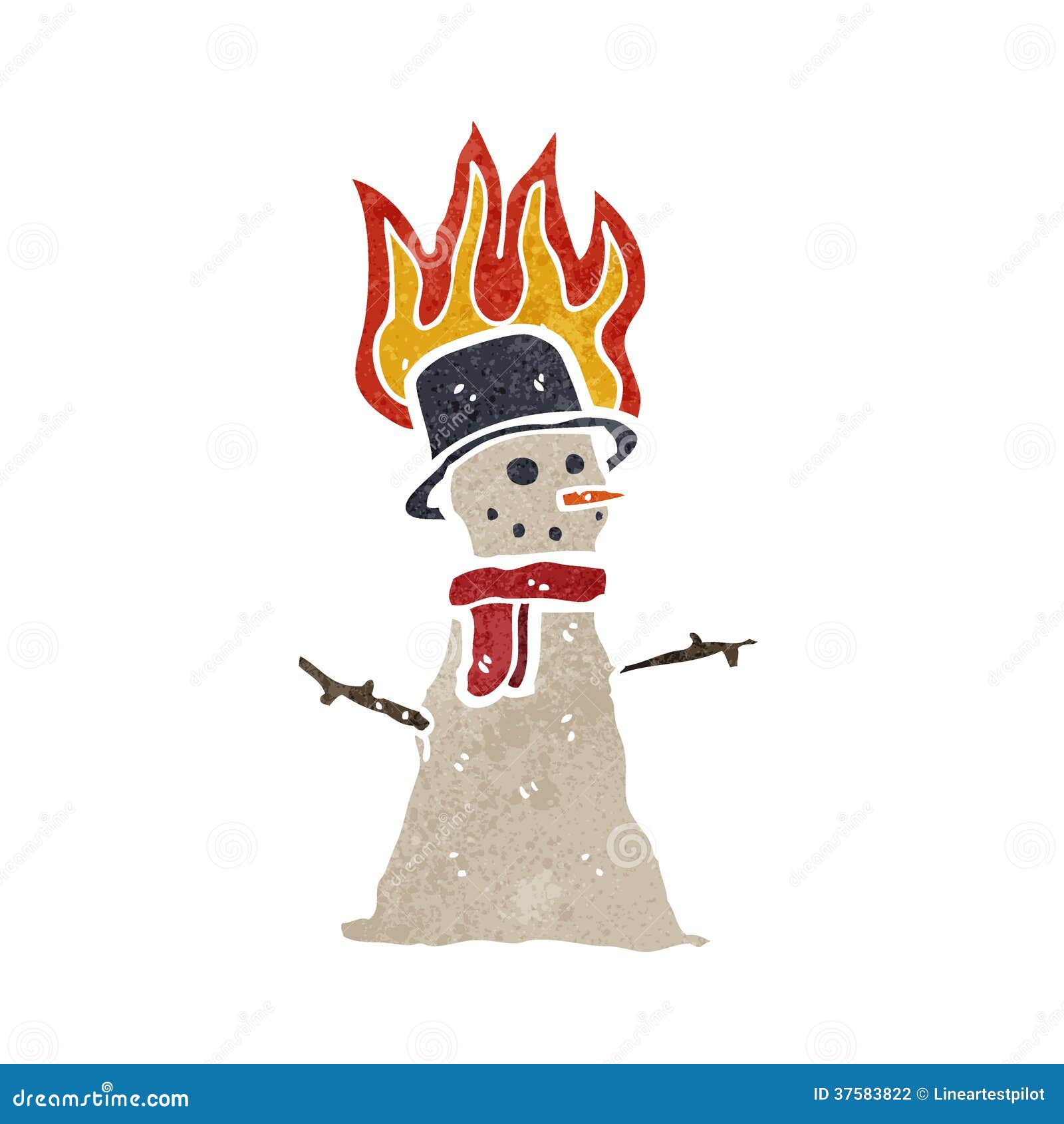 Retro Cartoon Snowman Melting Stock Vector - Illustration of burning ...