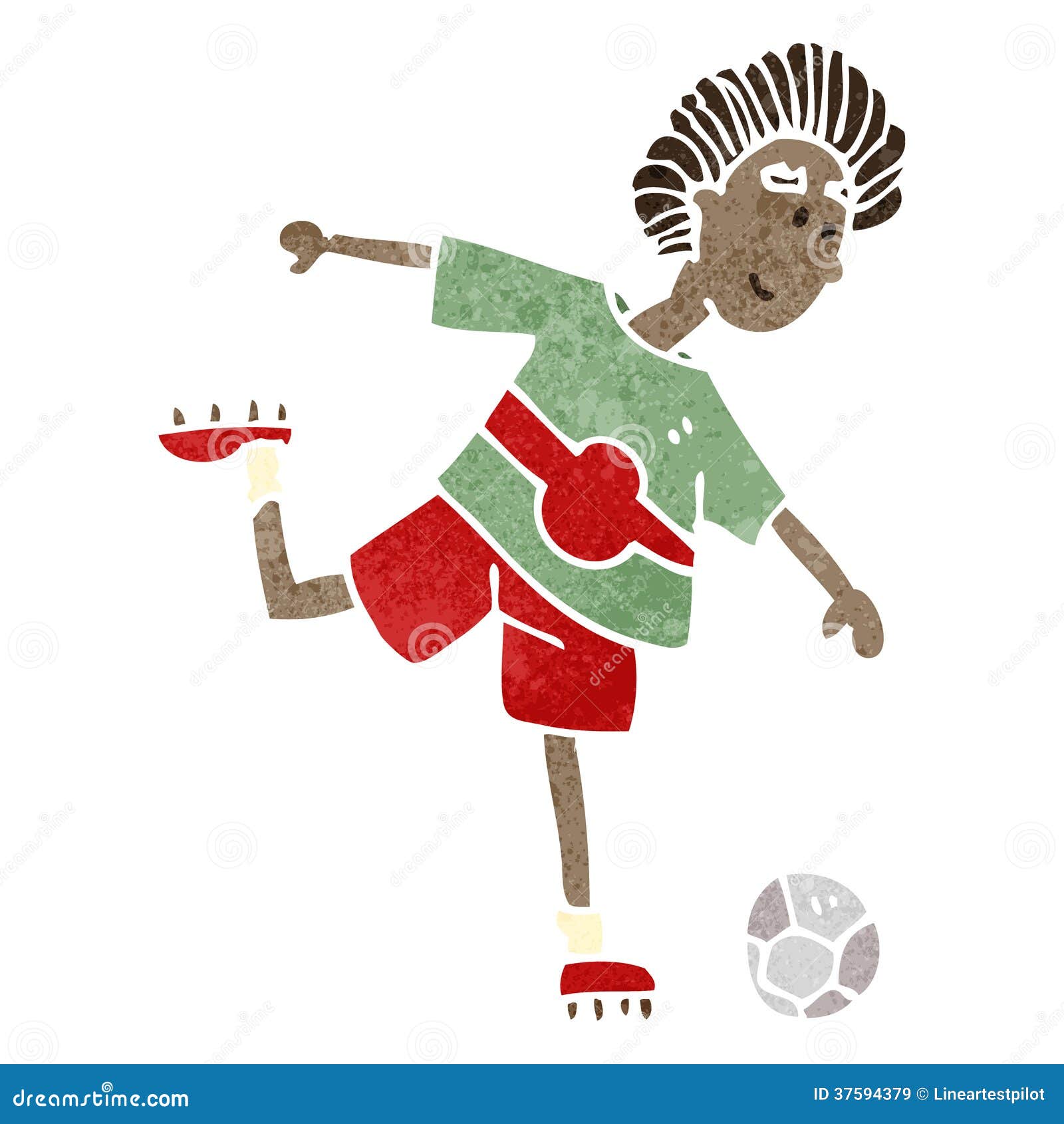 Retro Cartoon Soccer Player Stock Vector - Illustration of textured ...