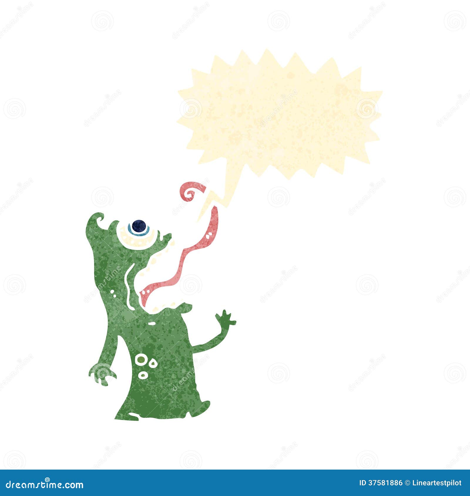 Retro cartoon space alien stock vector. Illustration of creature - 37581886