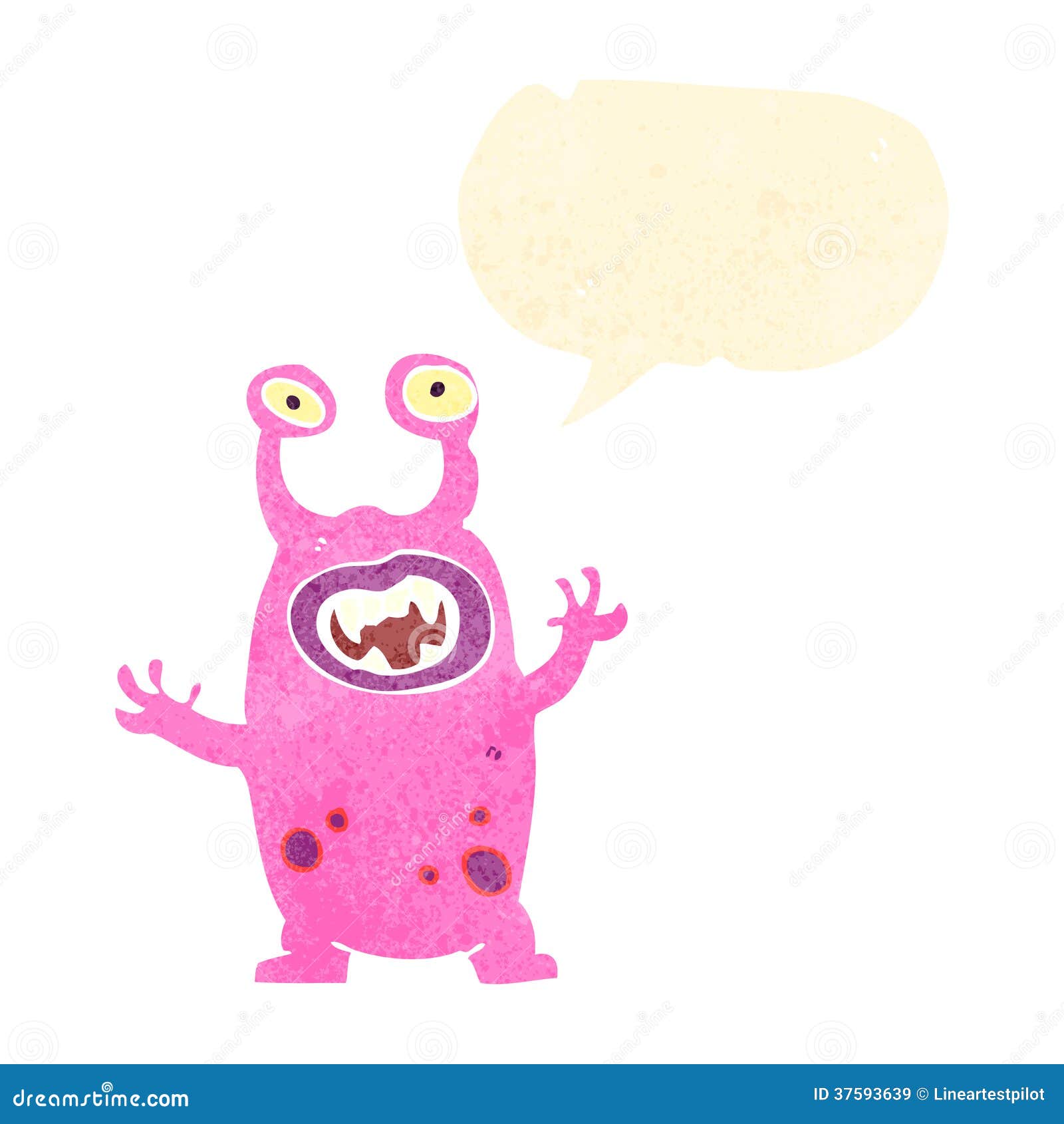 Retro cartoon space alien stock vector. Illustration of grunge - 37593639