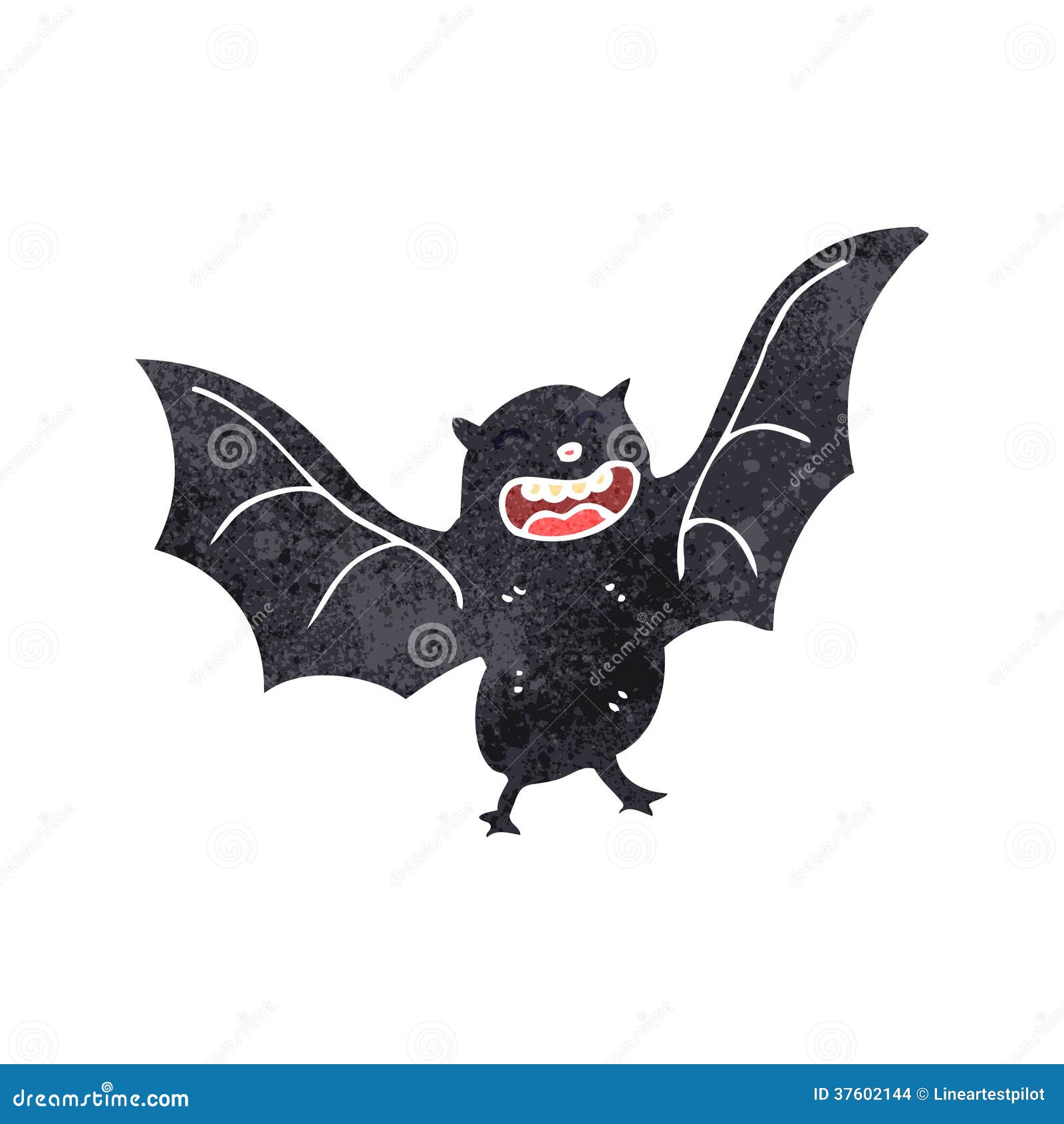 Retro cartoon spooky bat stock illustration. Illustration of watercolor ...