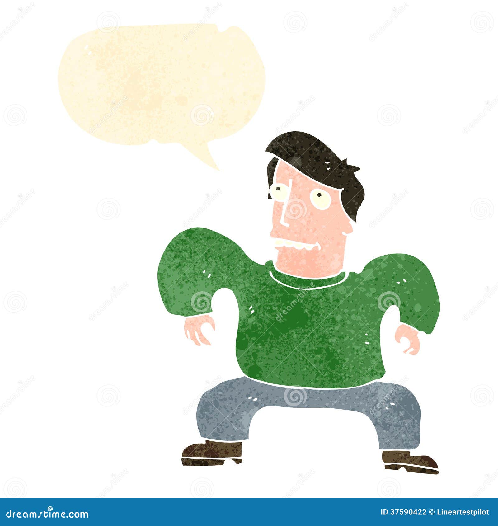 Retro Cartoon Squatting Man Stock Vector - Illustration of bubble ...