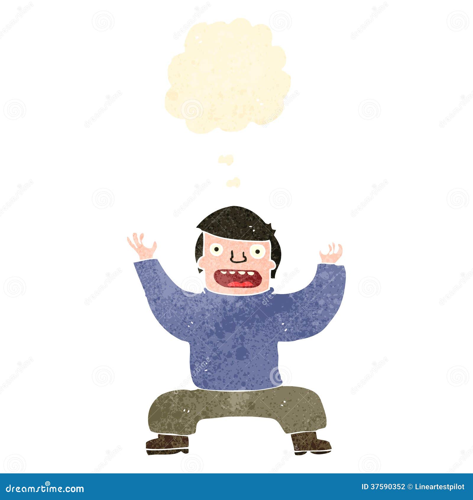 Retro Cartoon Squatting Man with Thought Bubble Stock Vector ...