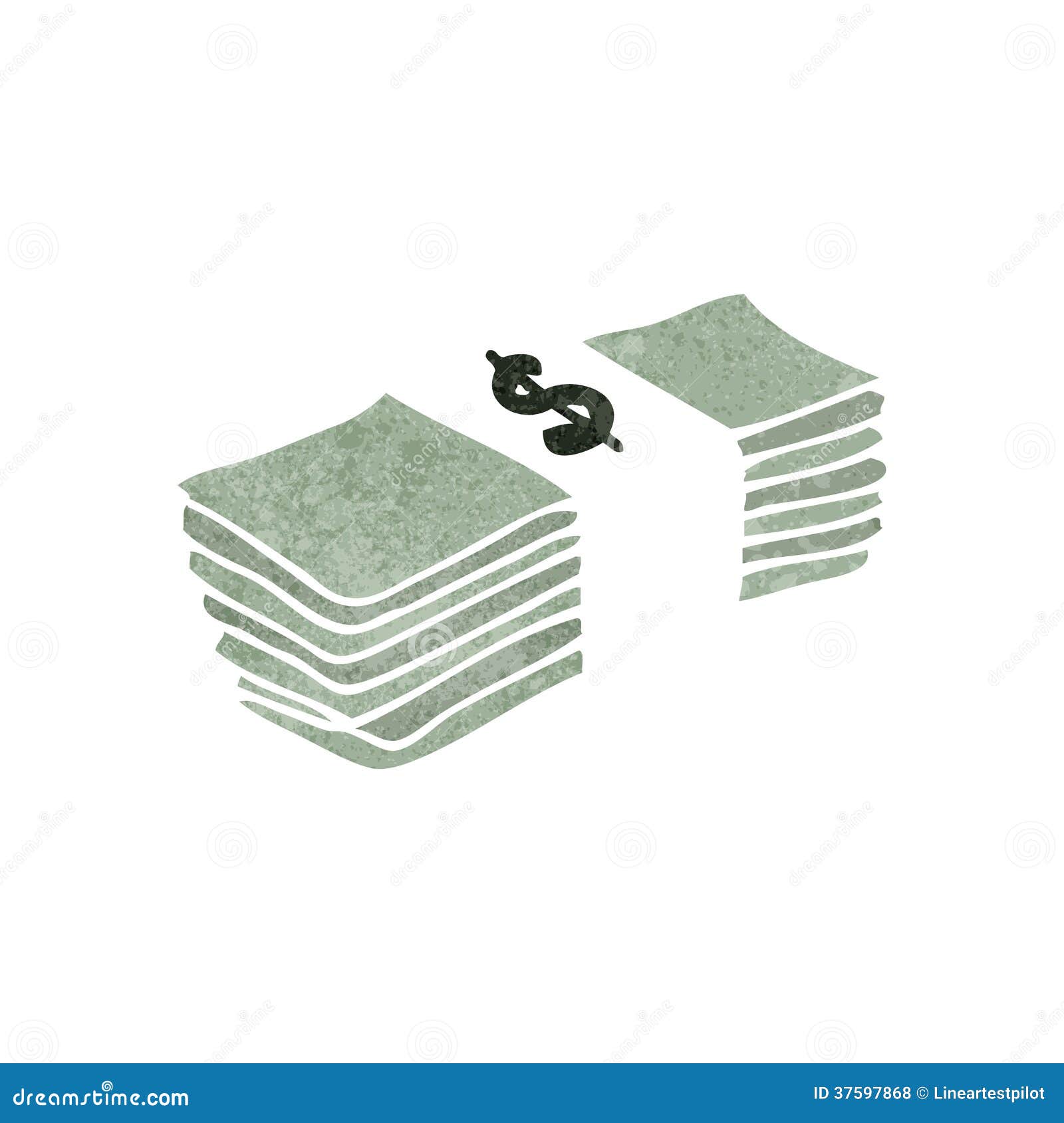 Retro Cartoon Stack of Money Stock Vector - Illustration of grunge ...