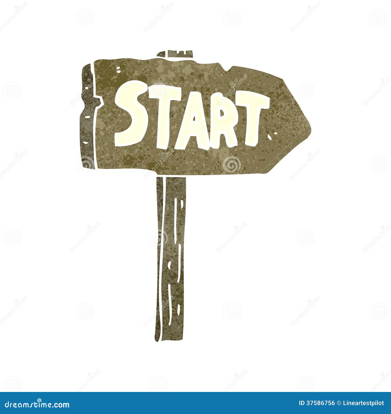 Retro cartoon start sign stock vector. Illustration of drawing - 37586756