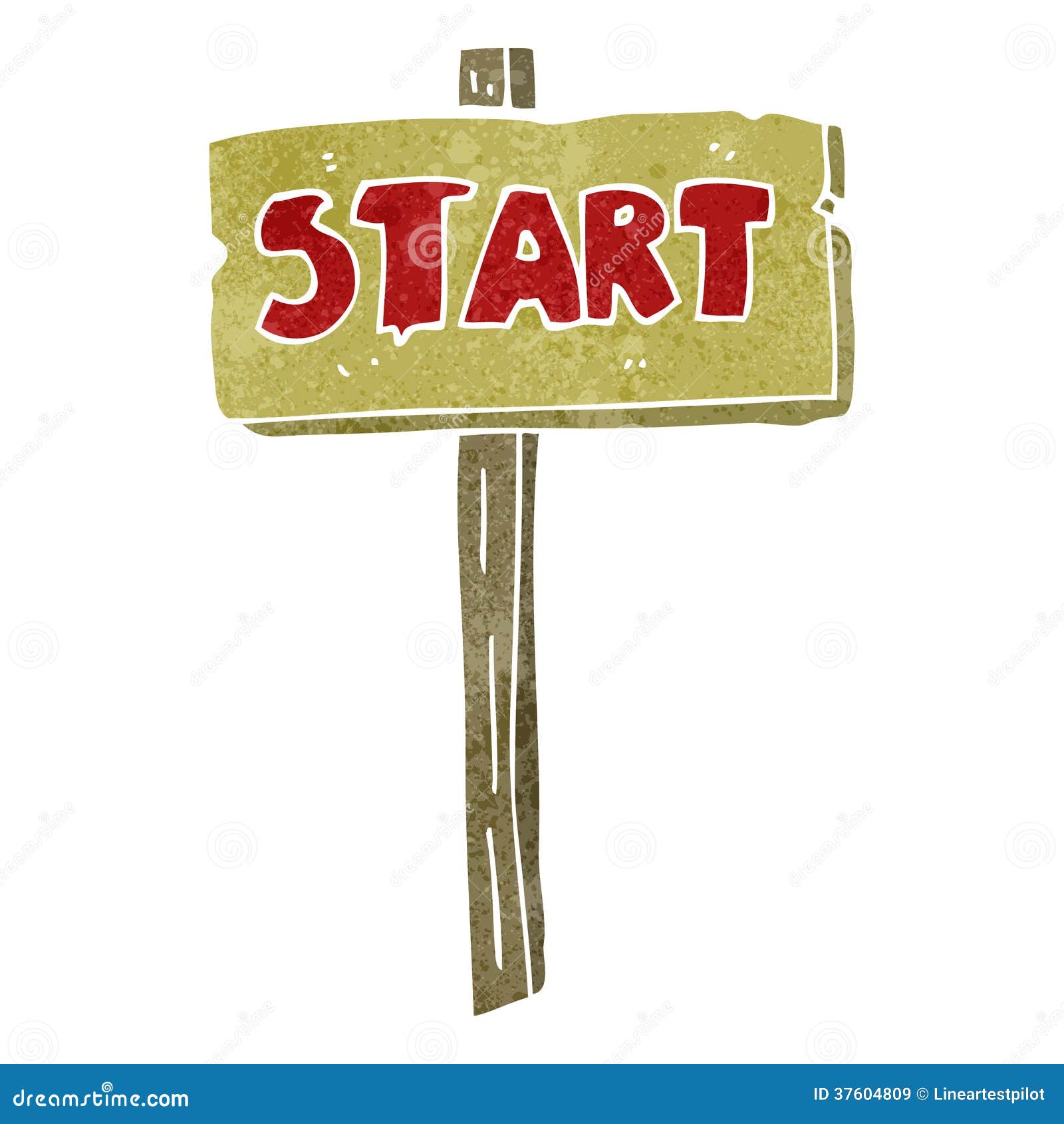 Retro cartoon start sign stock illustration. Illustration of artwork ...