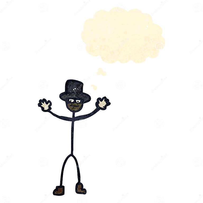 Retro Cartoon Stick Man with Thought Bubble Stock Vector - Illustration ...