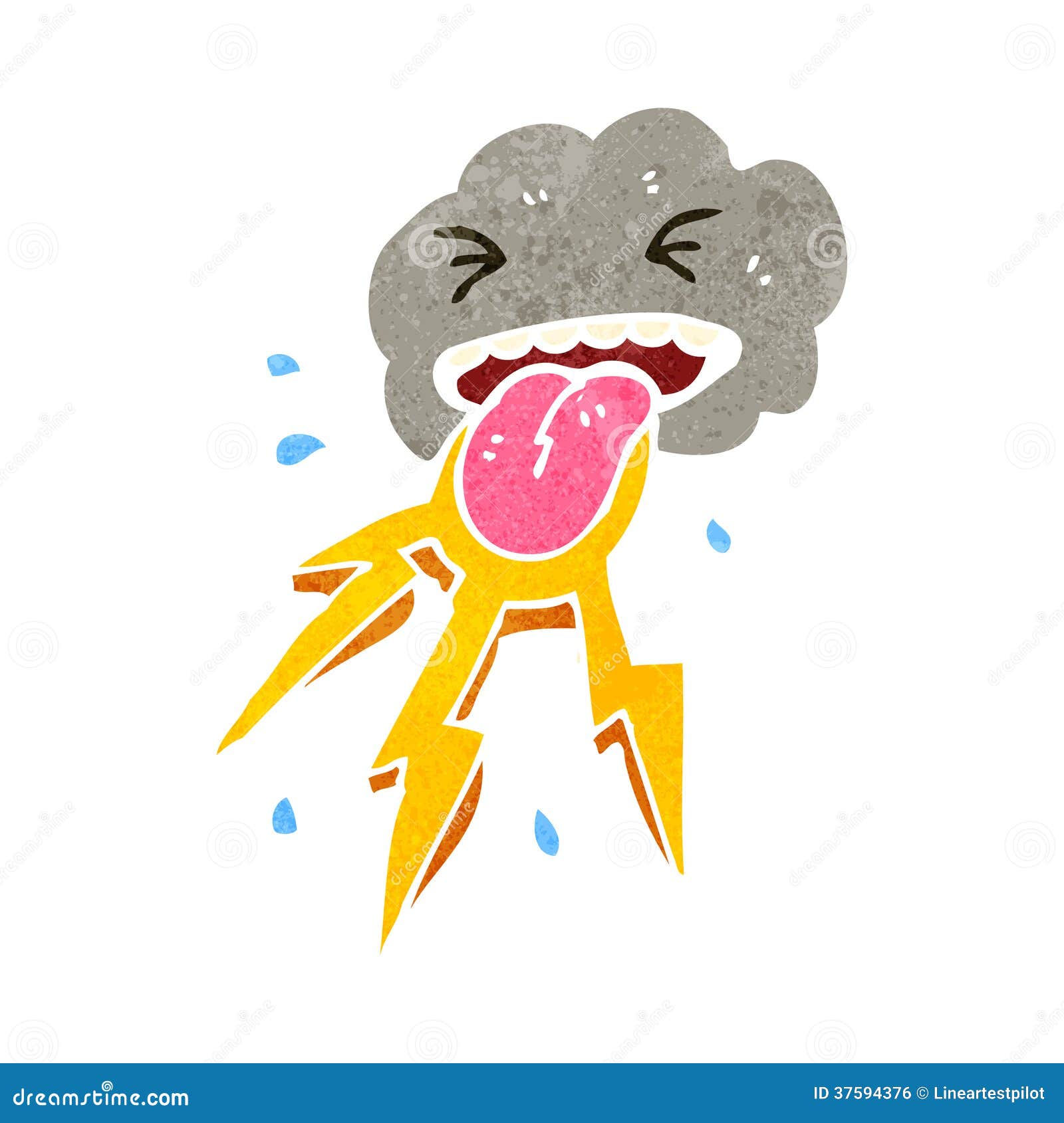 Retro Cartoon Storm Cloud Character Stock Vector - Illustration of sign ...