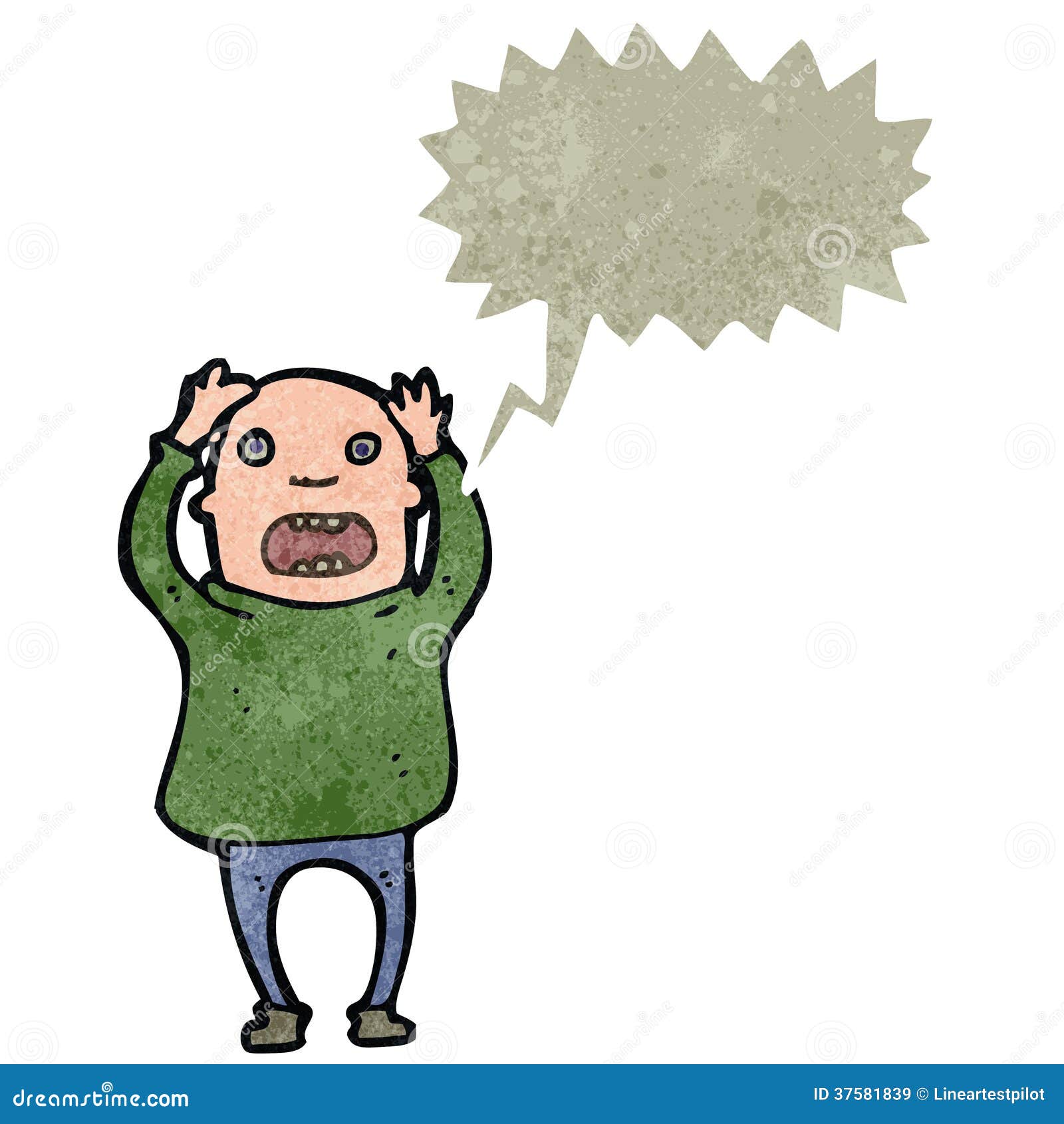 Retro Cartoon Stressed Out Bald Man Stock Vector - Illustration of ...