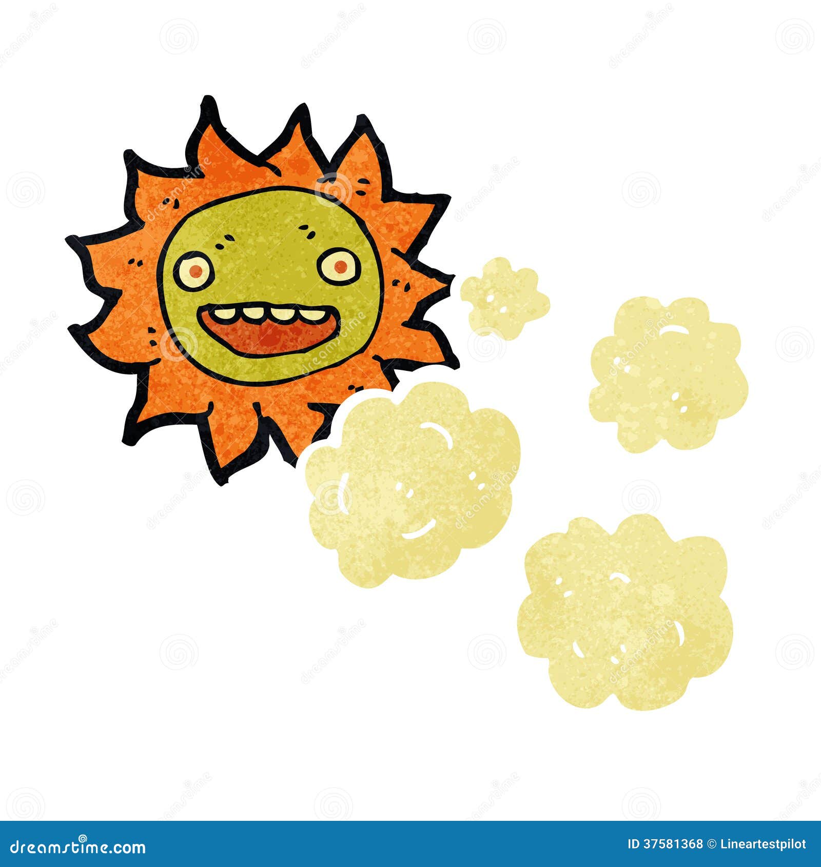 Retro cartoon sun stock vector. Illustration of textured - 37581368