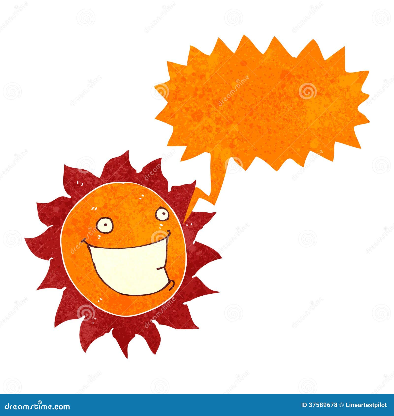 Retro Cartoon Sun with Speech Bubble Stock Illustration - Illustration ...