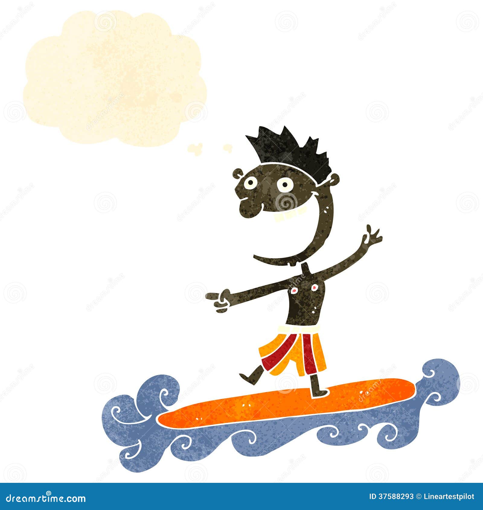 Retro cartoon surfer dude stock illustration. Illustration of thought ...