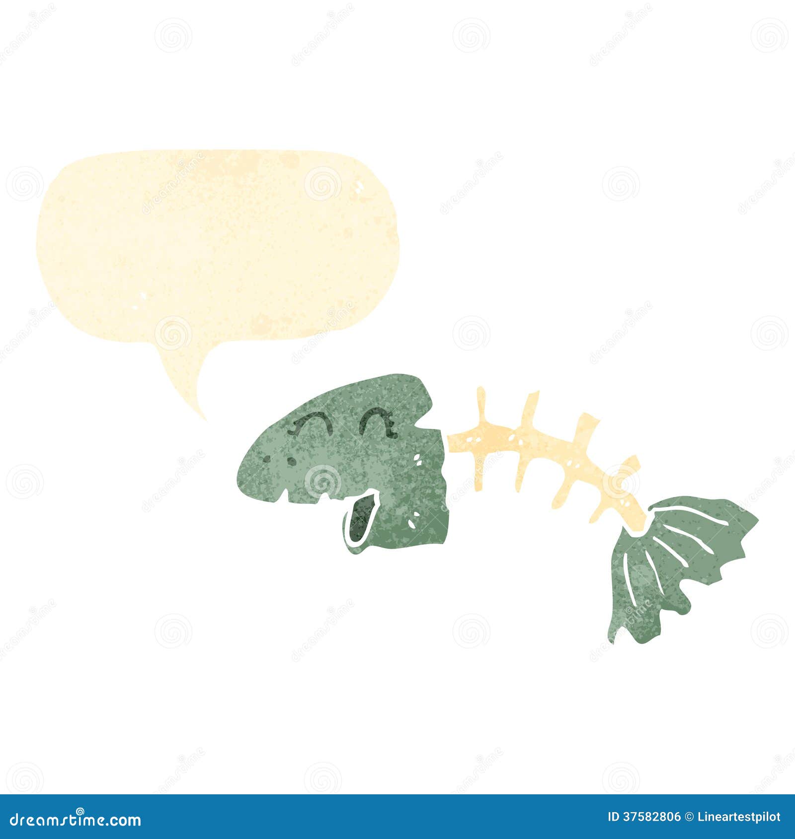 Retro Cartoon Talking Fish Bones Stock Vector - Illustration of grunge ...