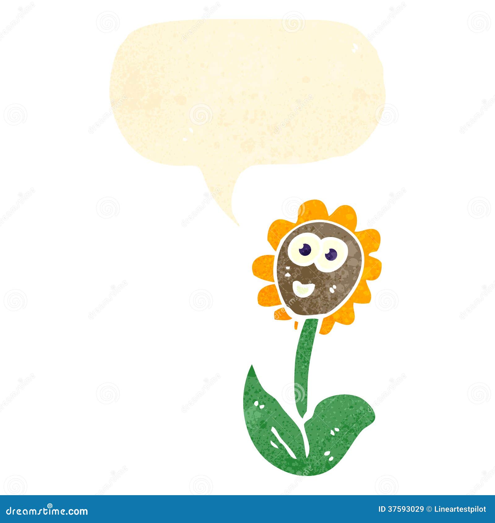 Retro Cartoon Talking Flower Stock Vector - Illustration of painted ...