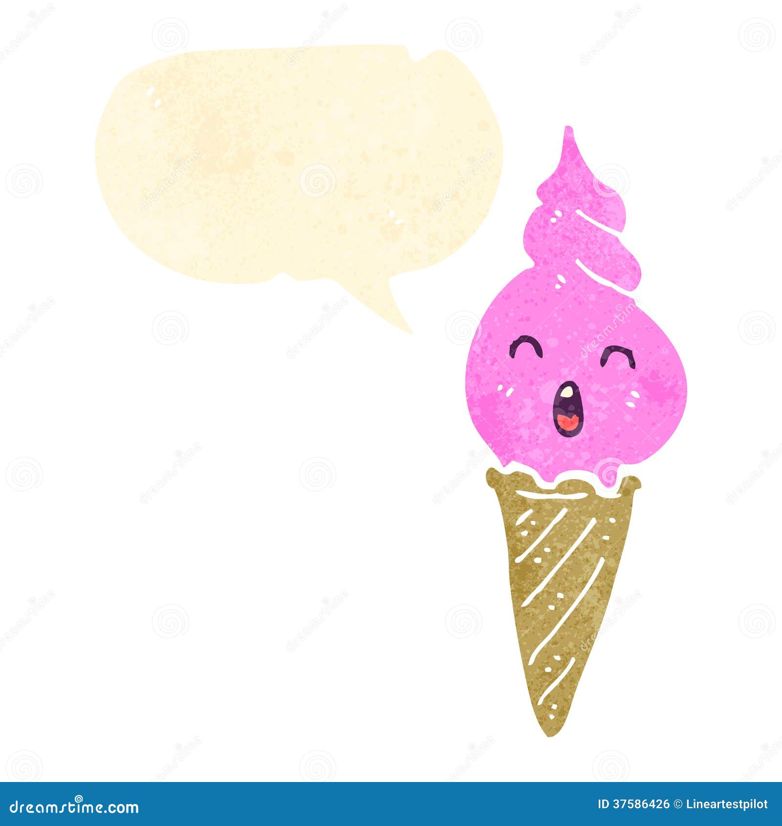 Retro Cartoon Talking Ice Cream Cone Character Stock Vector ...